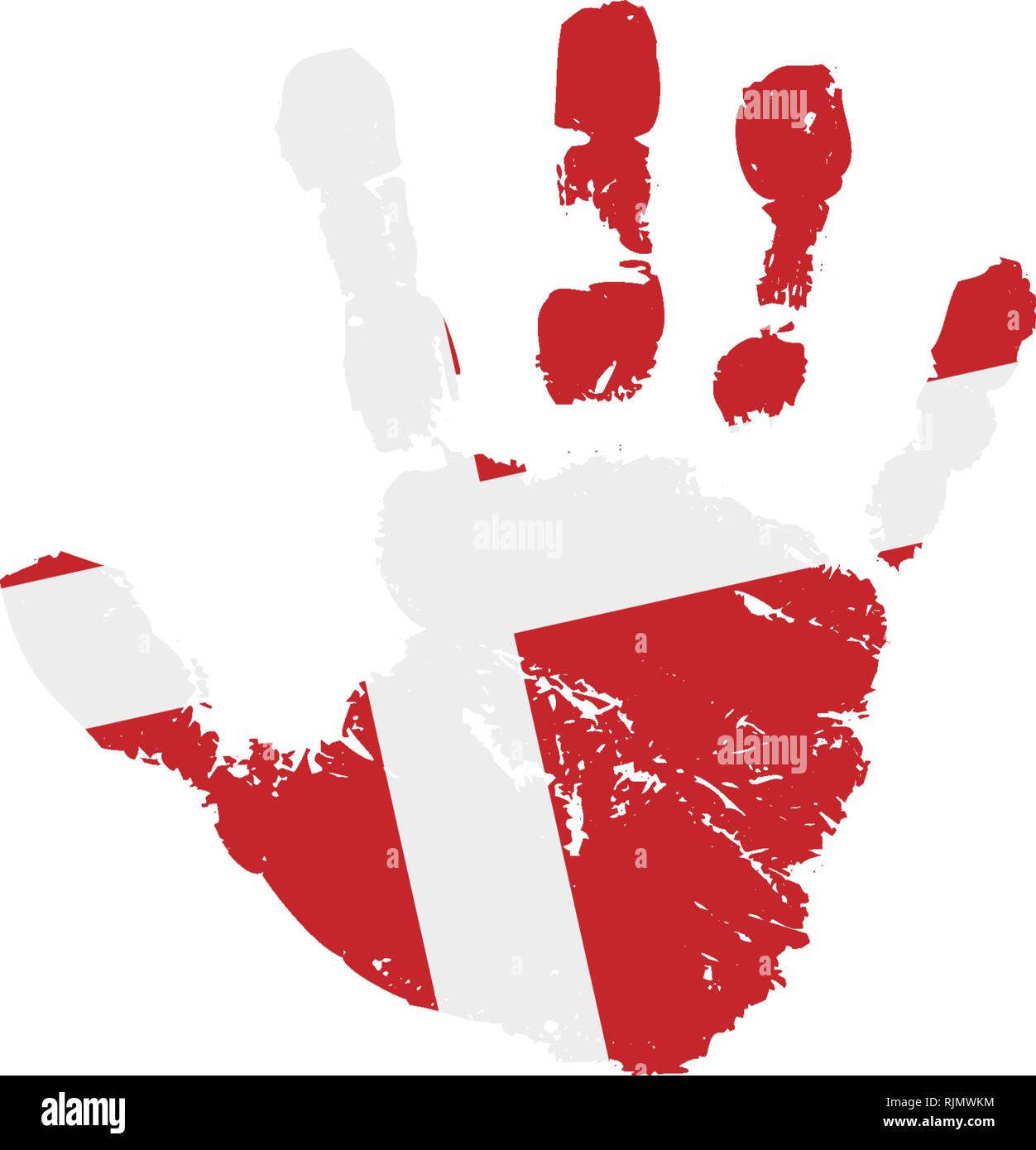 Denmark flag and hand on white background. Vector illustration Stock ...