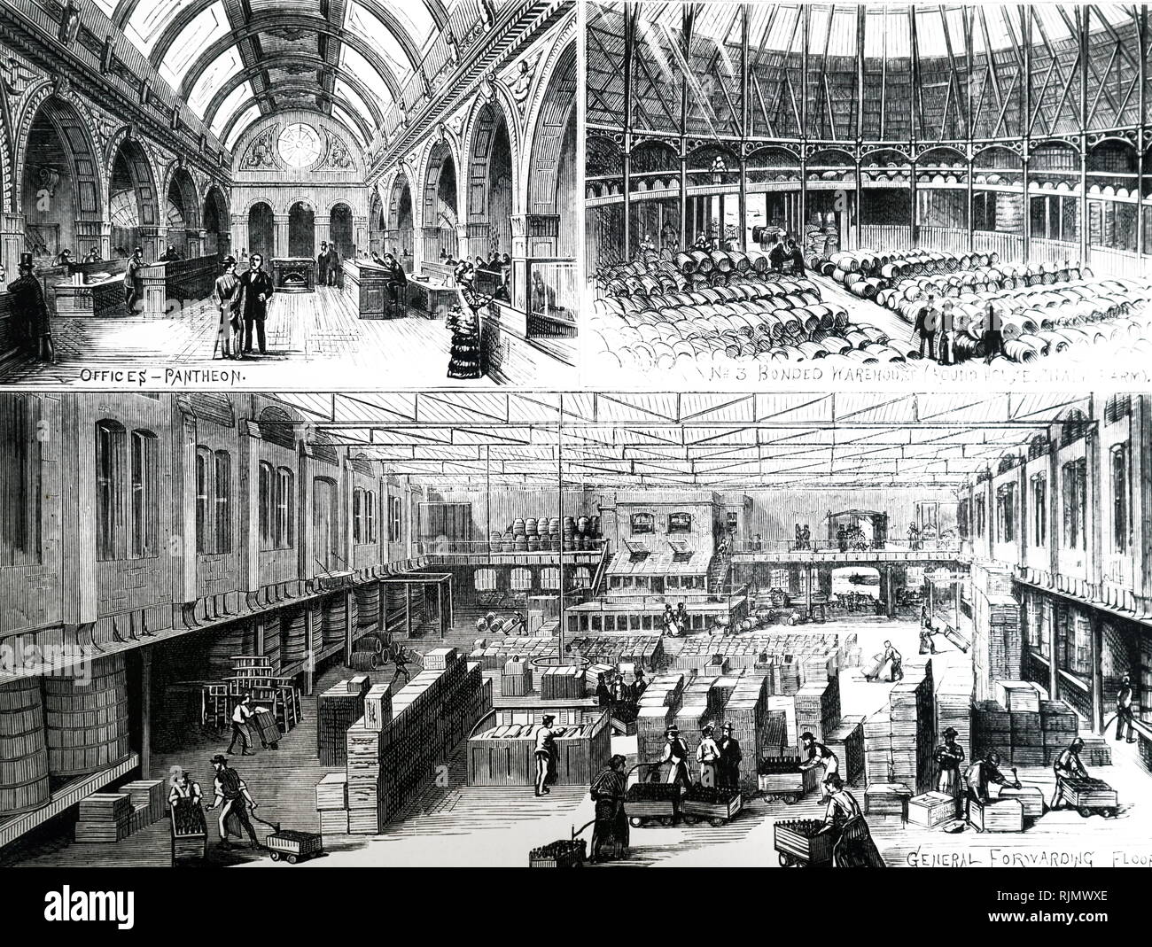 An engraving depicting England's wine trade: Gilbey's London ...