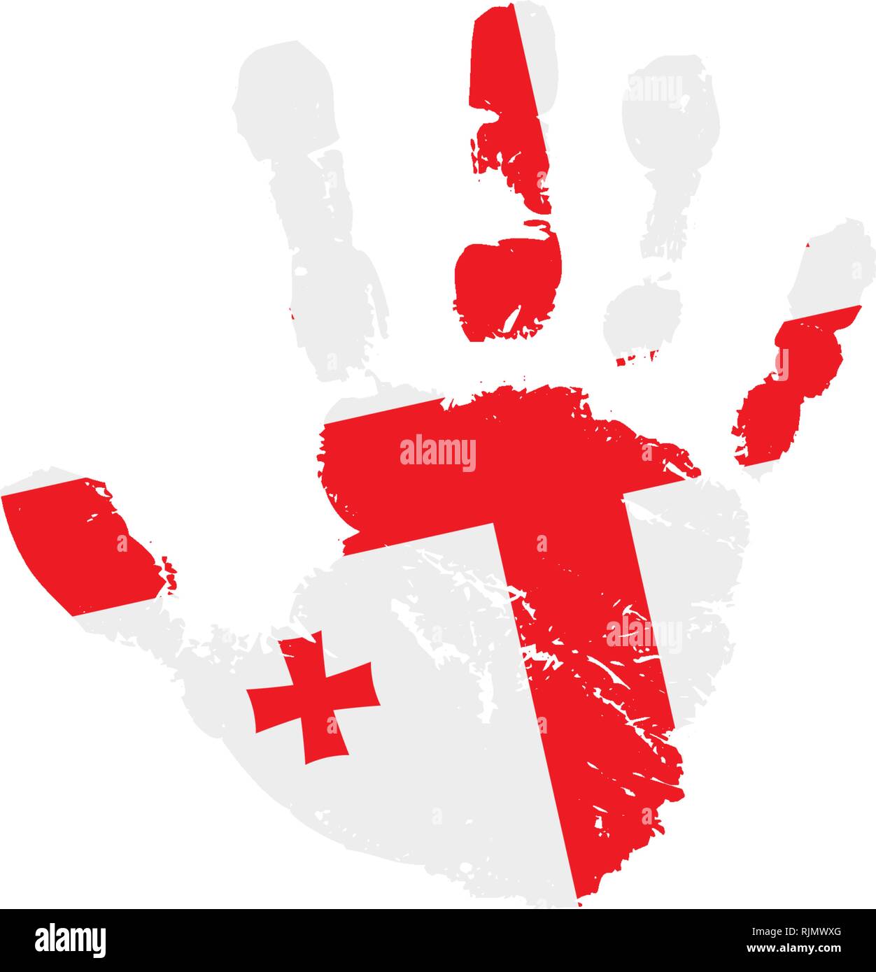 Georgia flag and hand on white background. Vector illustration Stock ...