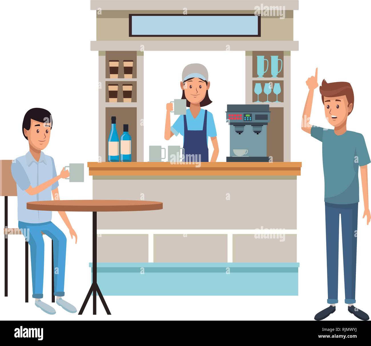 coffee shop cartoon Stock Vector Image & Art - Alamy