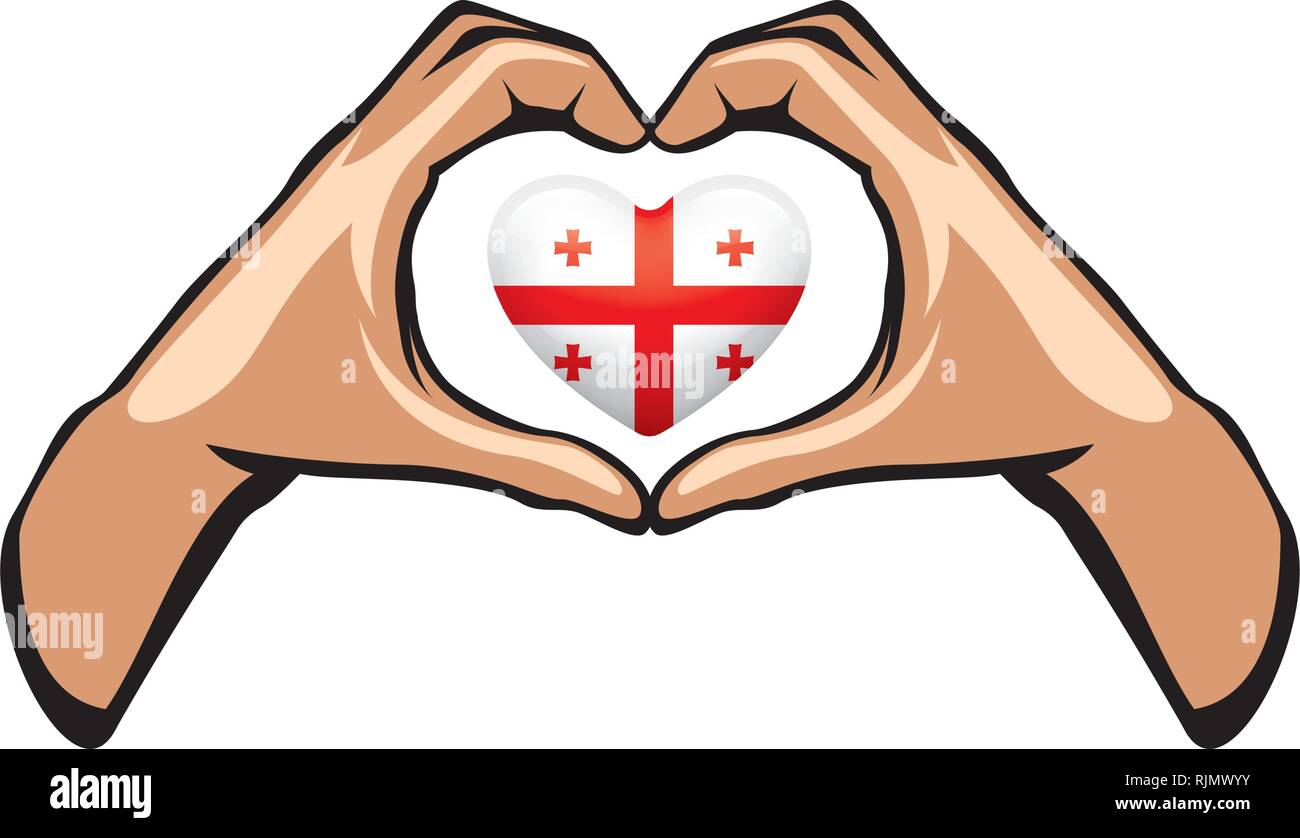 Georgia flag and hand on white background. Vector illustration Stock ...