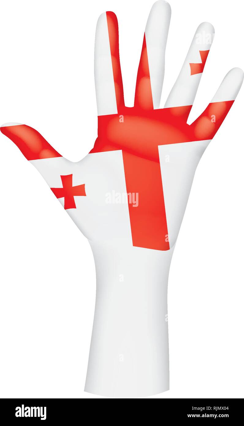Georgia flag and hand on white background. Vector illustration Stock ...