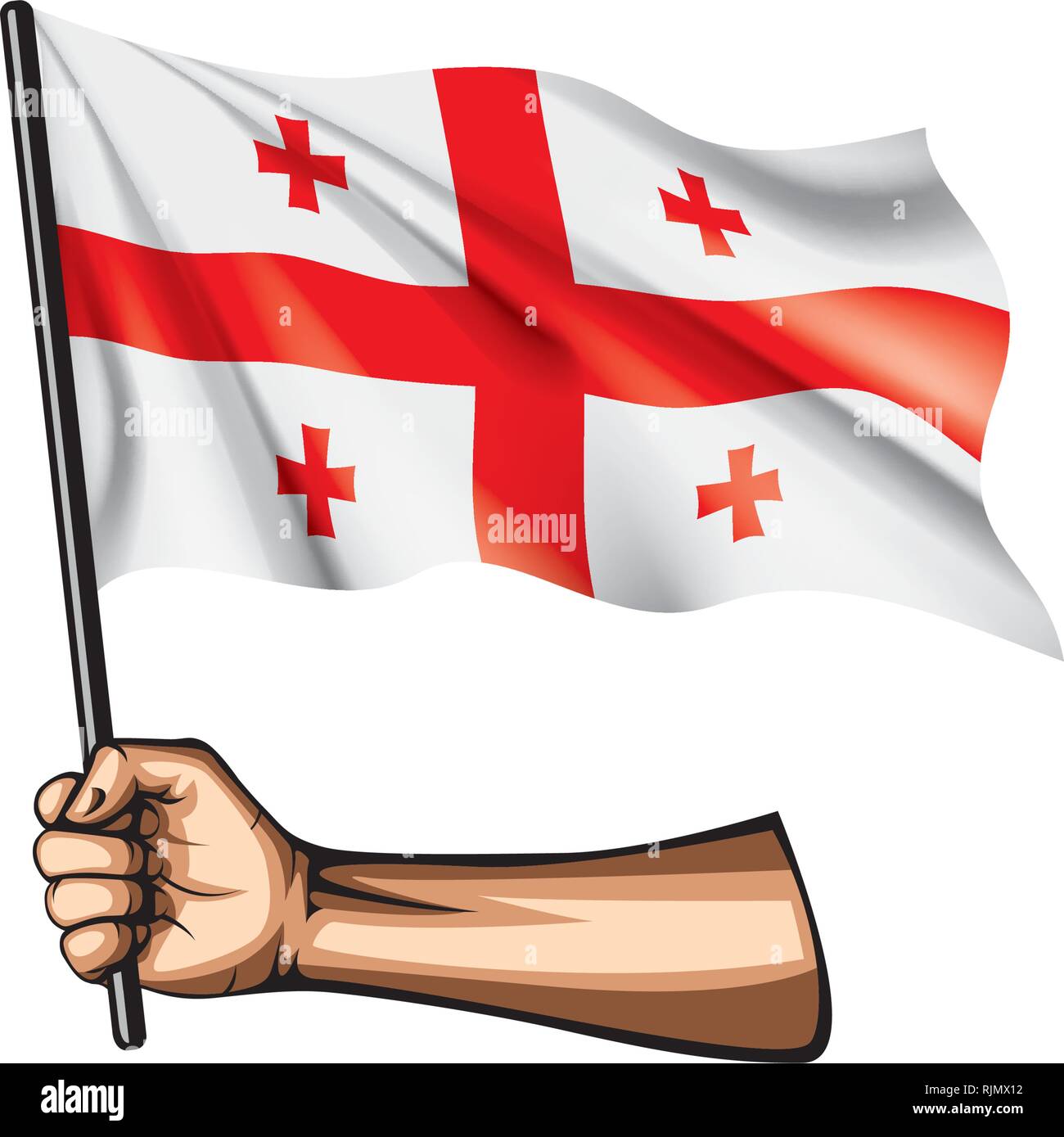 Georgia flag and hand on white background. Vector illustration Stock ...