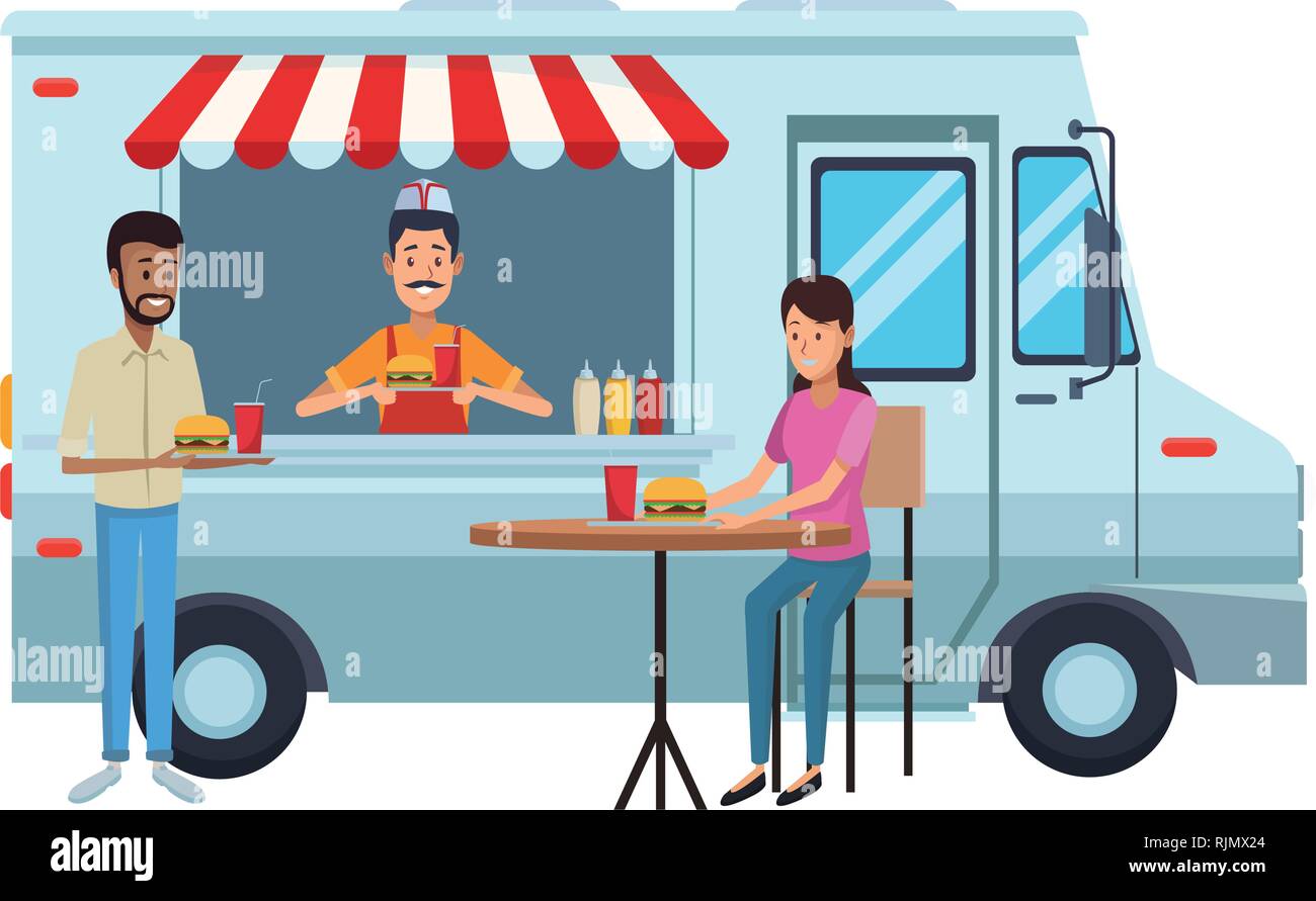 fast food truck cartoon Stock Vector Image & Art - Alamy