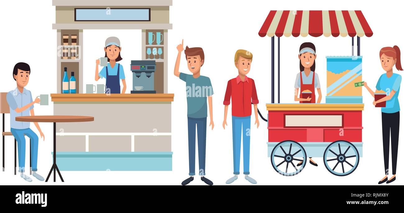 coffee shop cartoon Stock Vector Image & Art - Alamy