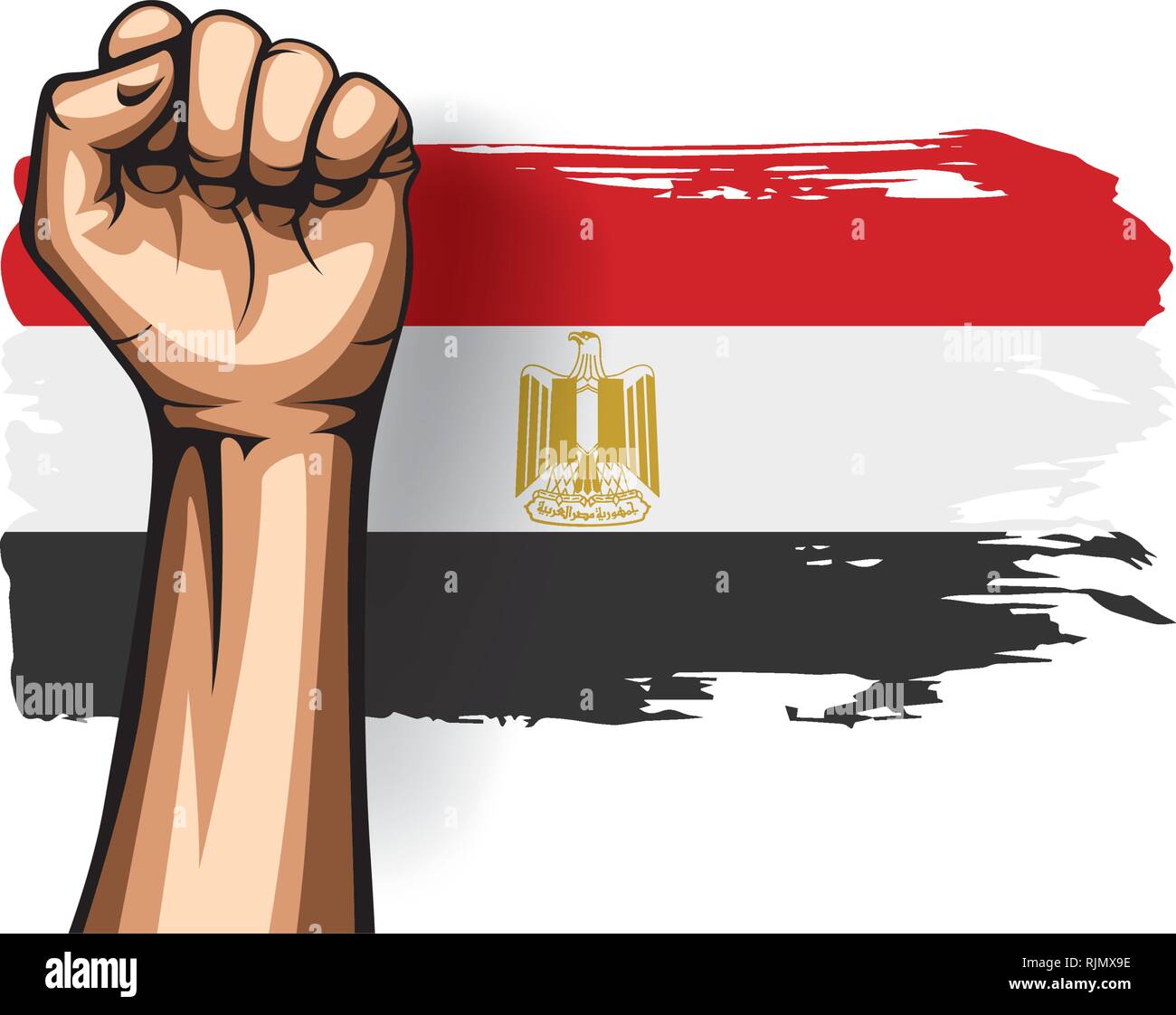 Egypt flag and hand on white background. Vector illustration Stock ...
