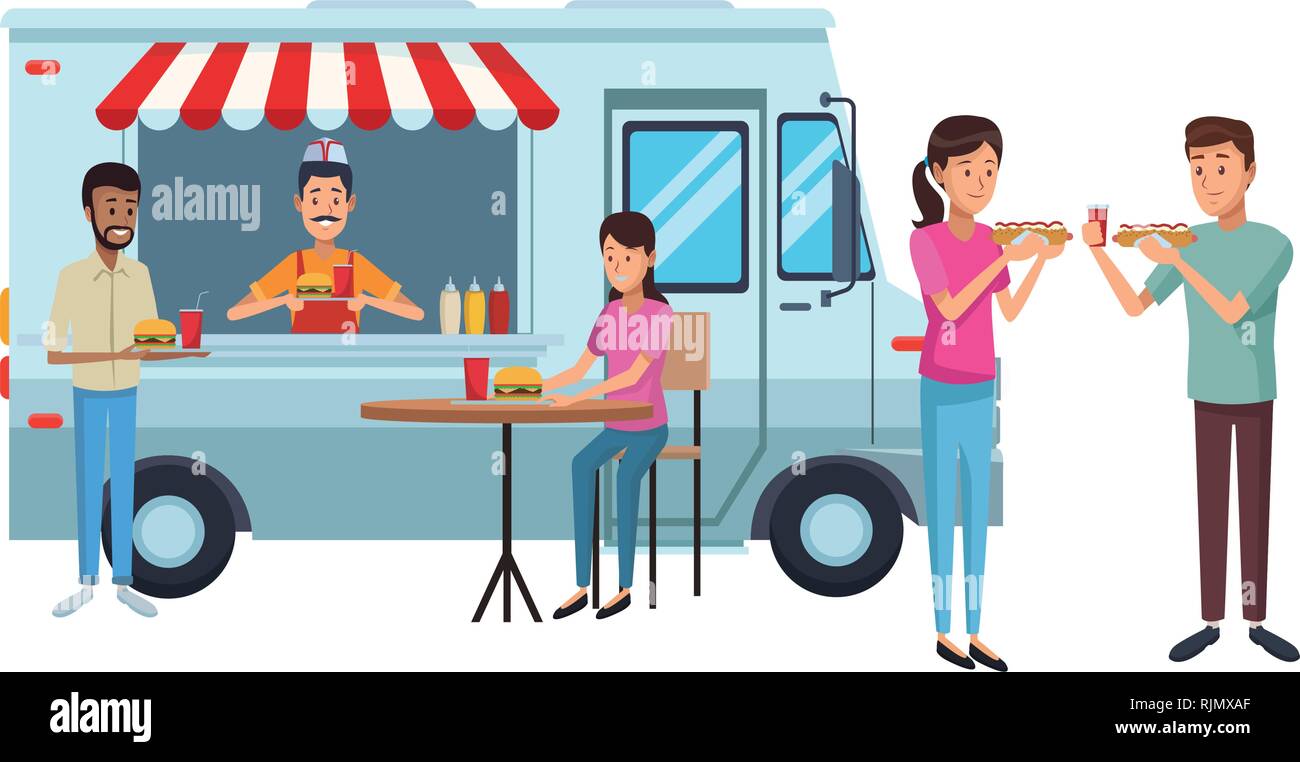 fast food truck cartoon Stock Vector Image & Art - Alamy