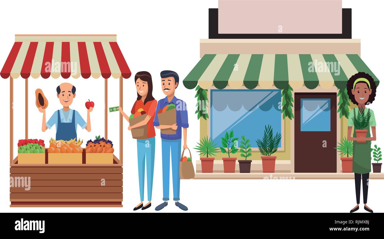 grocery man cartoon Stock Vector Image & Art - Alamy