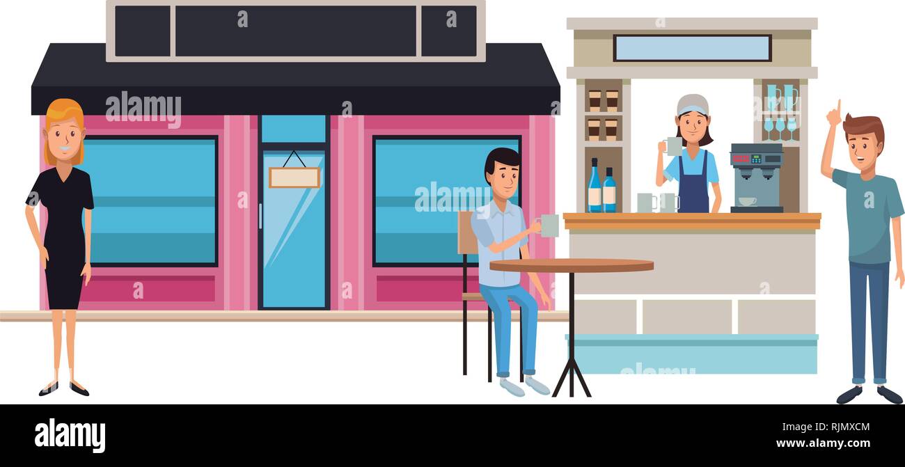 coffee shop cartoon Stock Vector Image & Art - Alamy