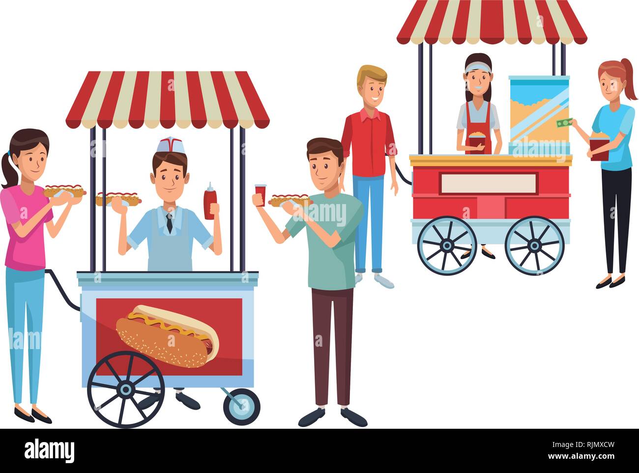 hot dog cart cartoon Stock Vector Image & Art - Alamy