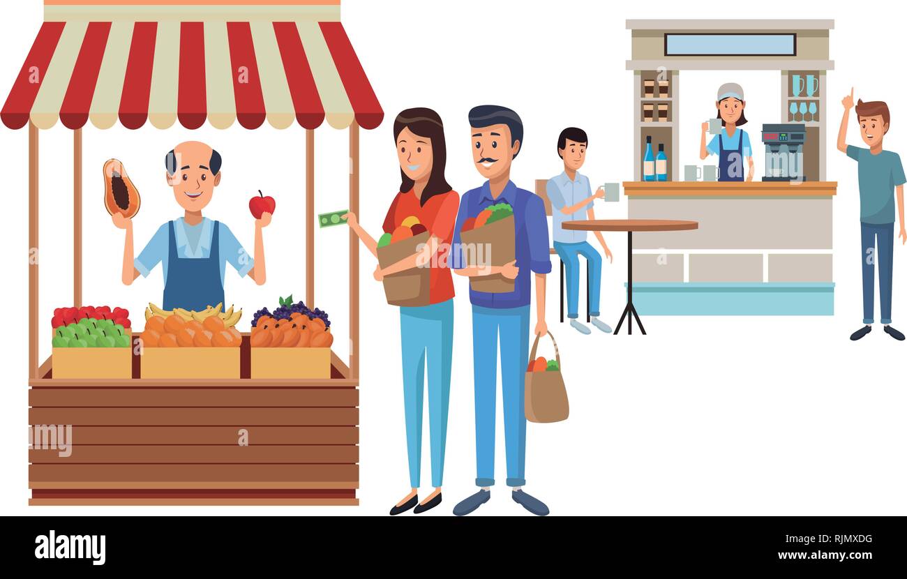 grocery man cartoon Stock Vector Image & Art - Alamy