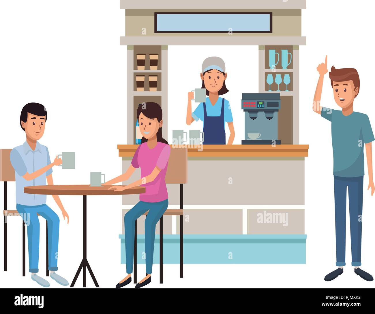coffee shop cartoon Stock Vector Image & Art - Alamy