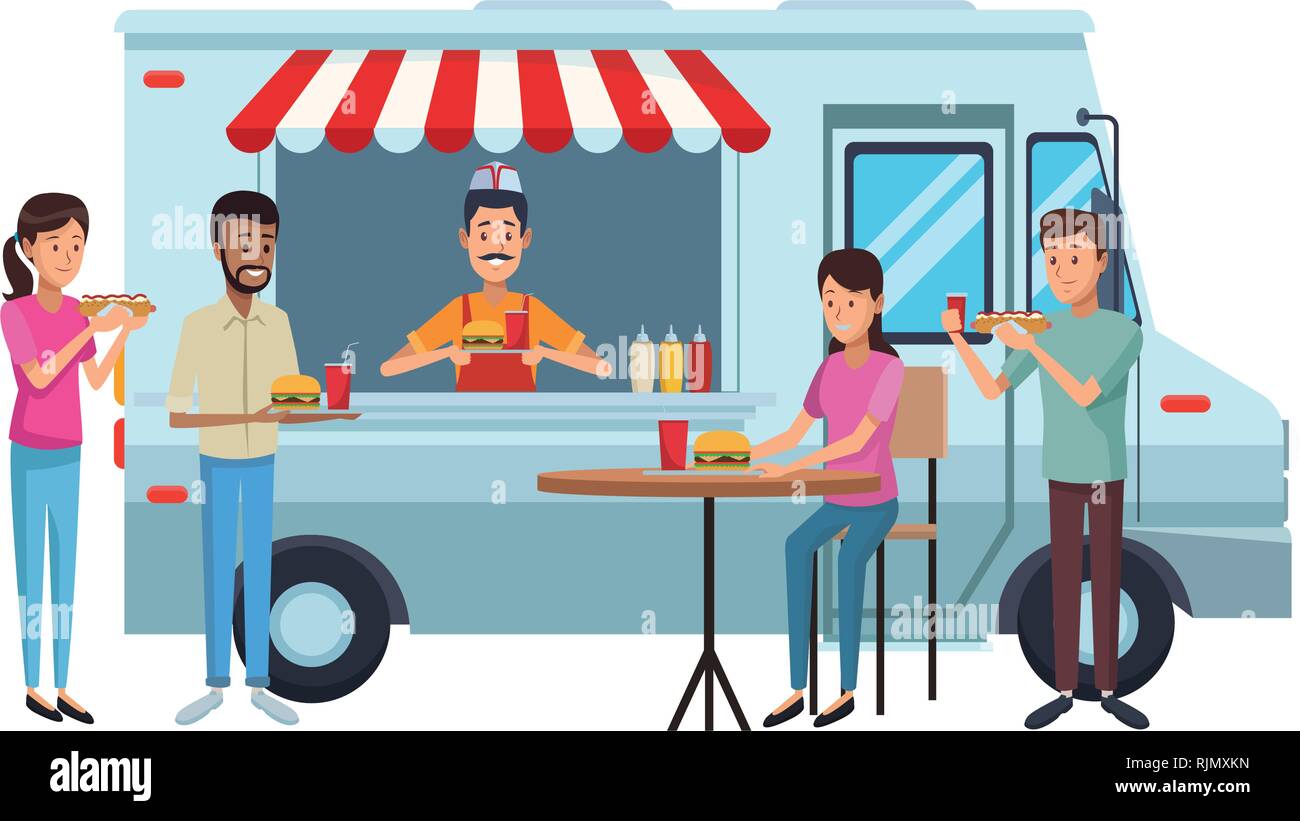 fast food truck cartoon Stock Vector Image & Art - Alamy