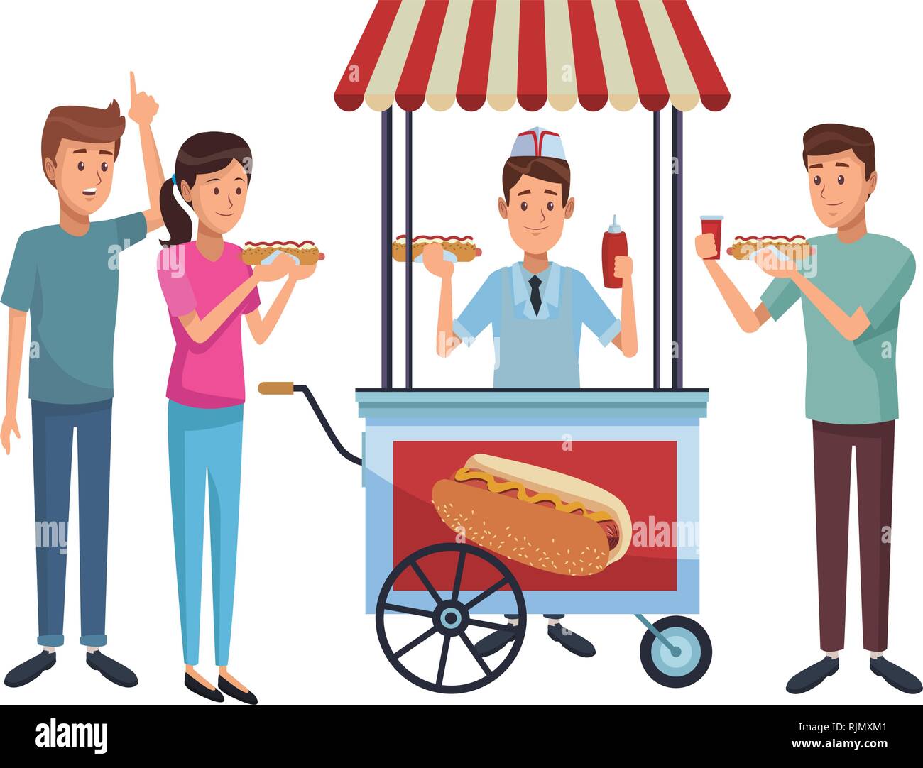hot dog cart cartoon Stock Vector Image & Art - Alamy