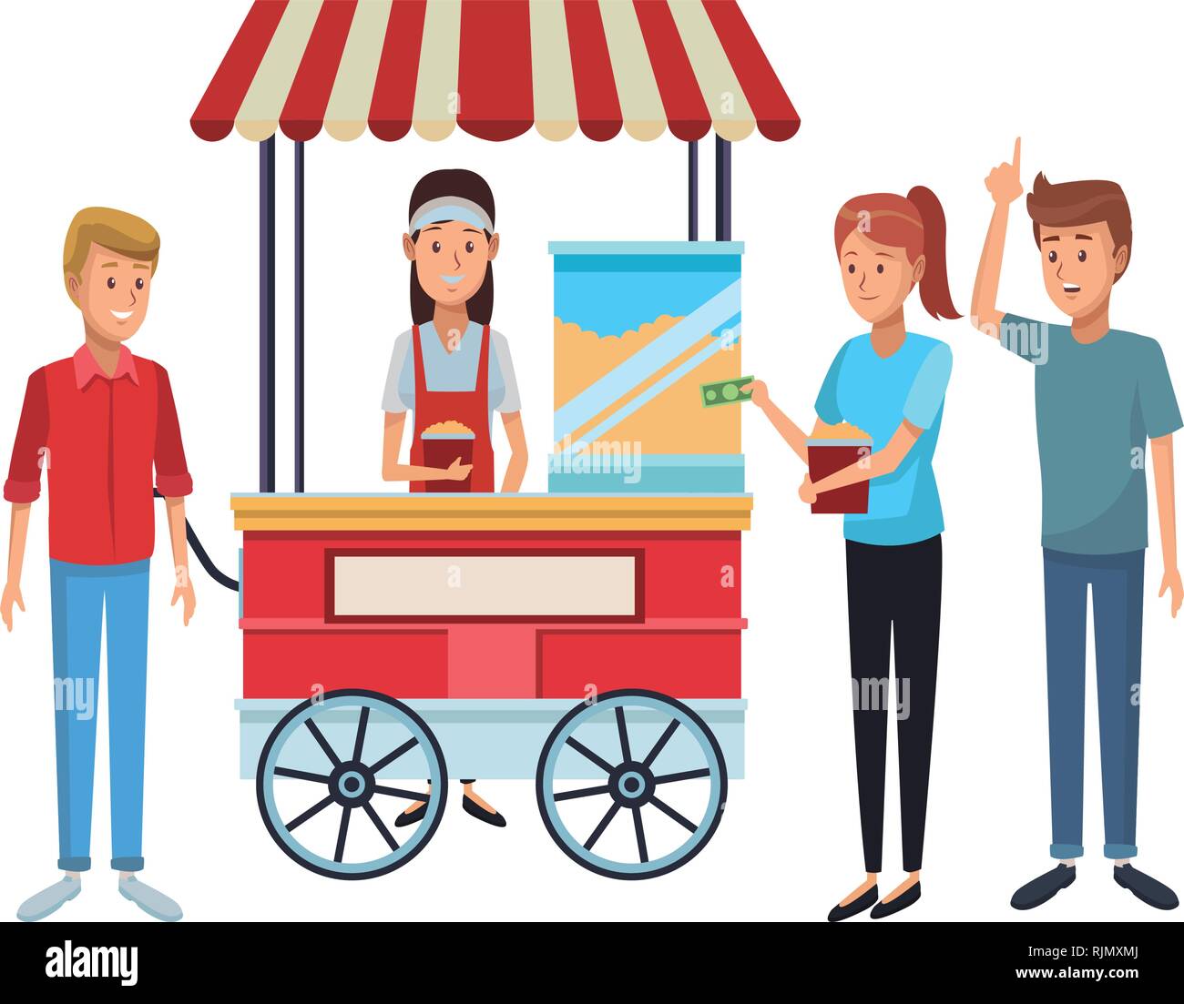 pop corn cart cartoon Stock Vector Image & Art - Alamy