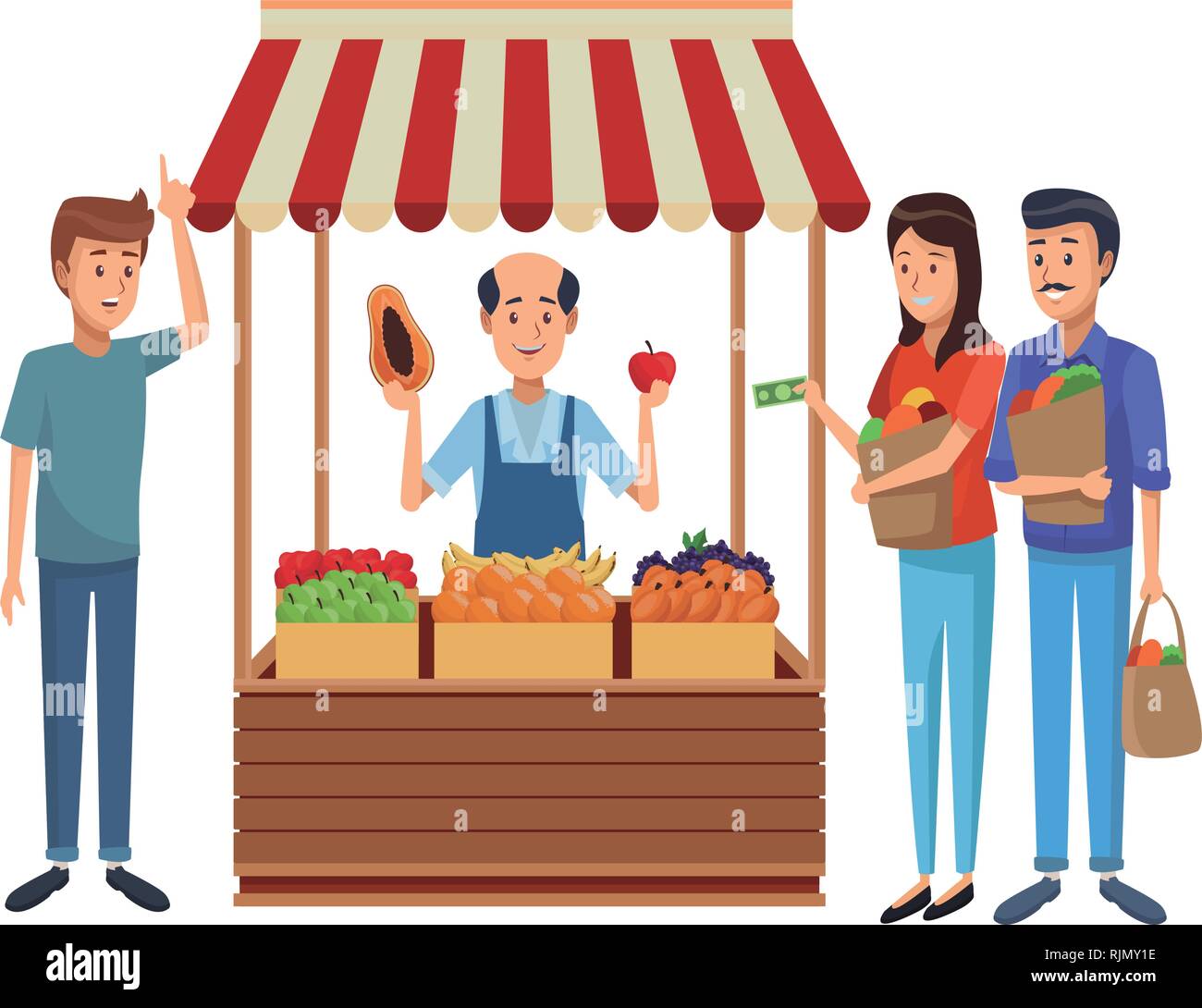 grocery man cartoon Stock Vector Image & Art - Alamy