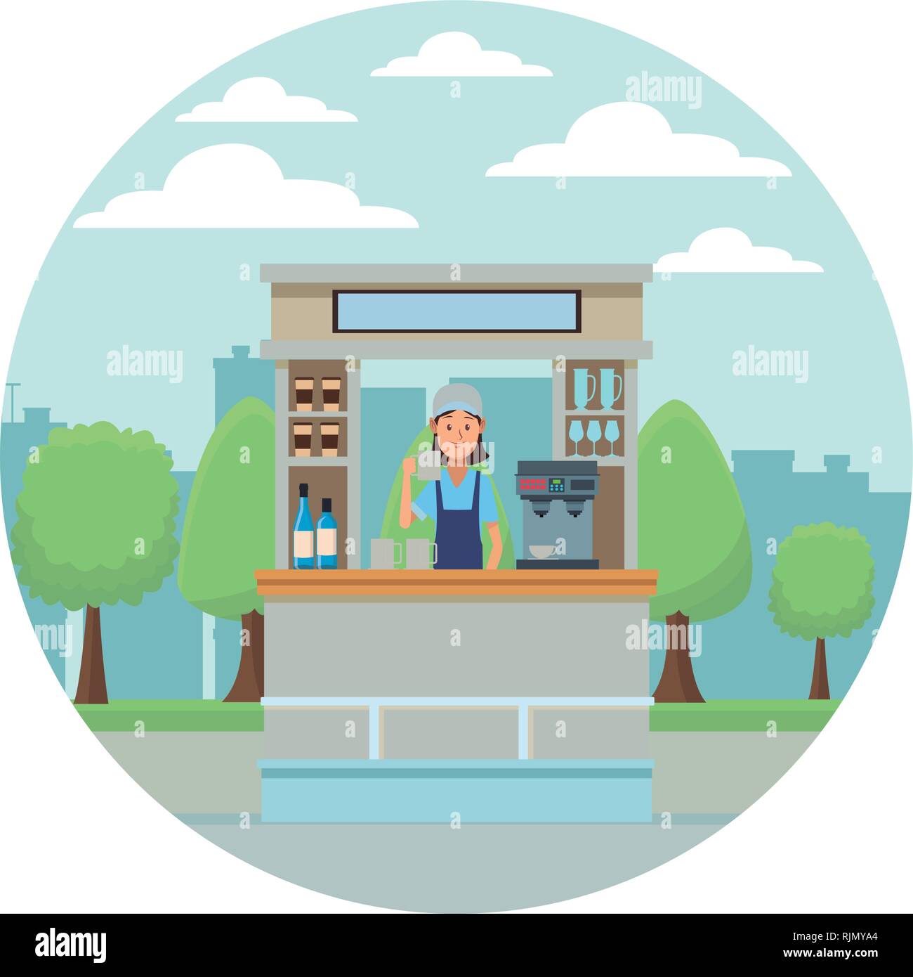 coffee shop cartoon Stock Vector Image & Art - Alamy