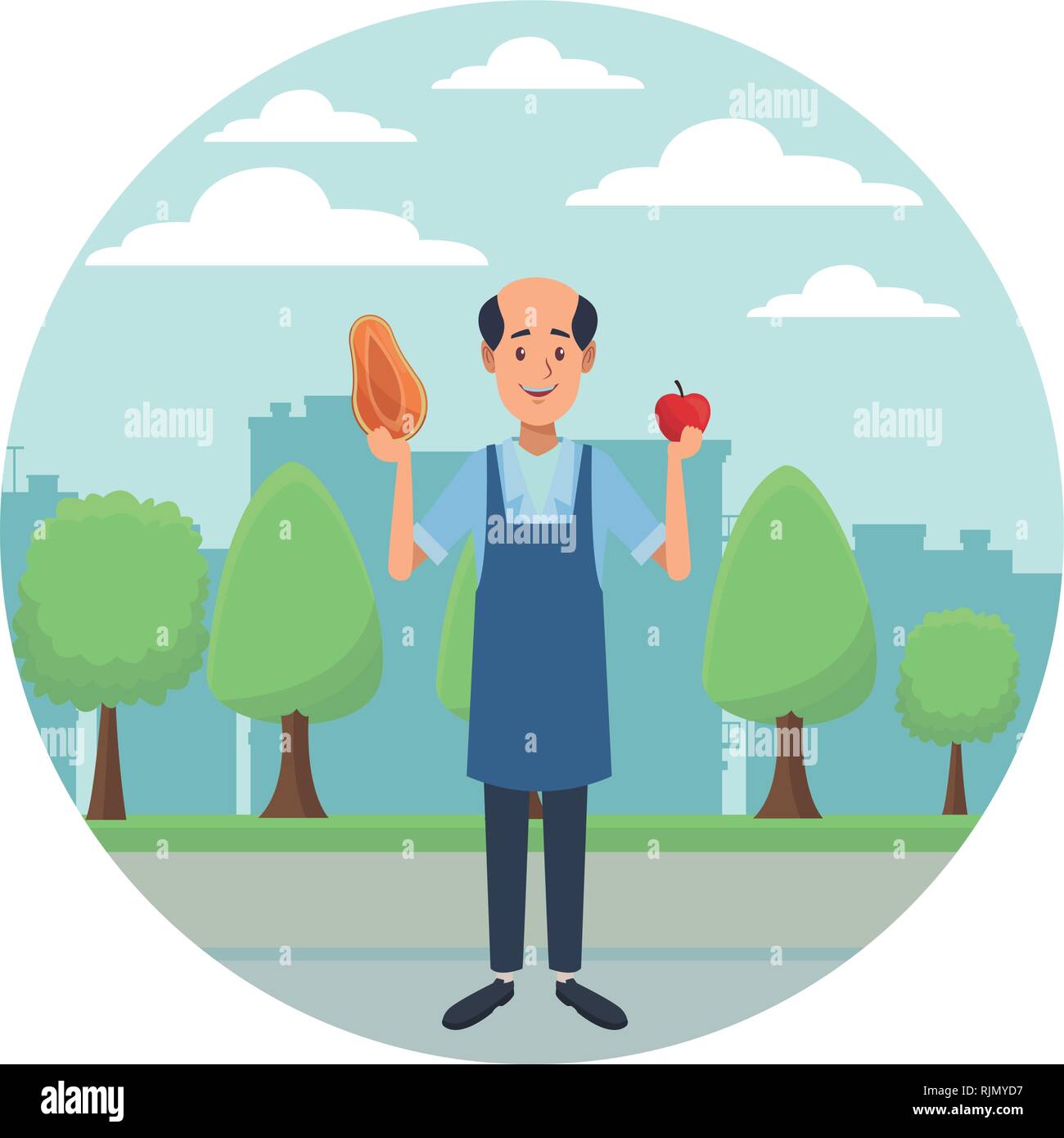 old grocery man cartoon Stock Vector Image & Art - Alamy