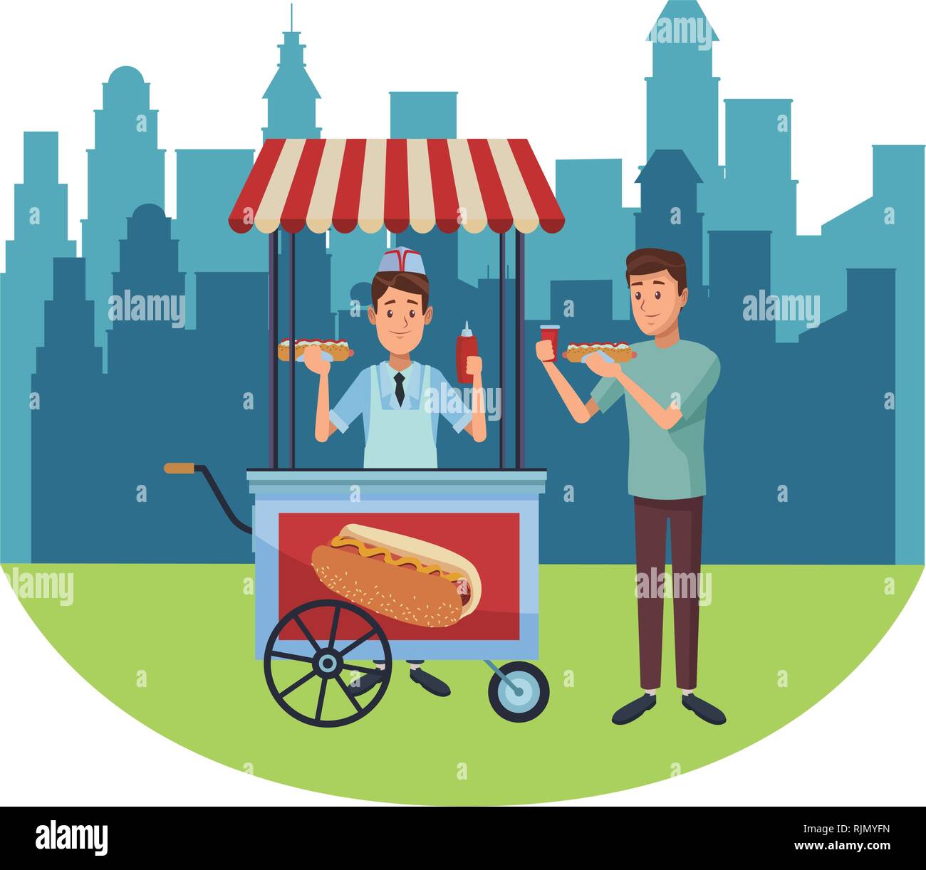 hot dog cart cartoon Stock Vector Image & Art - Alamy