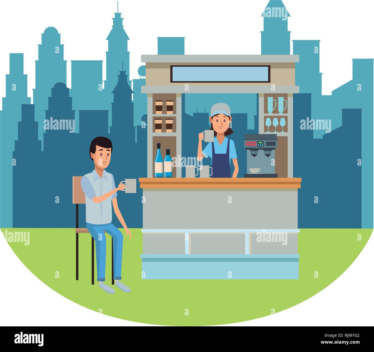 coffee shop cartoon Stock Vector Image & Art - Alamy