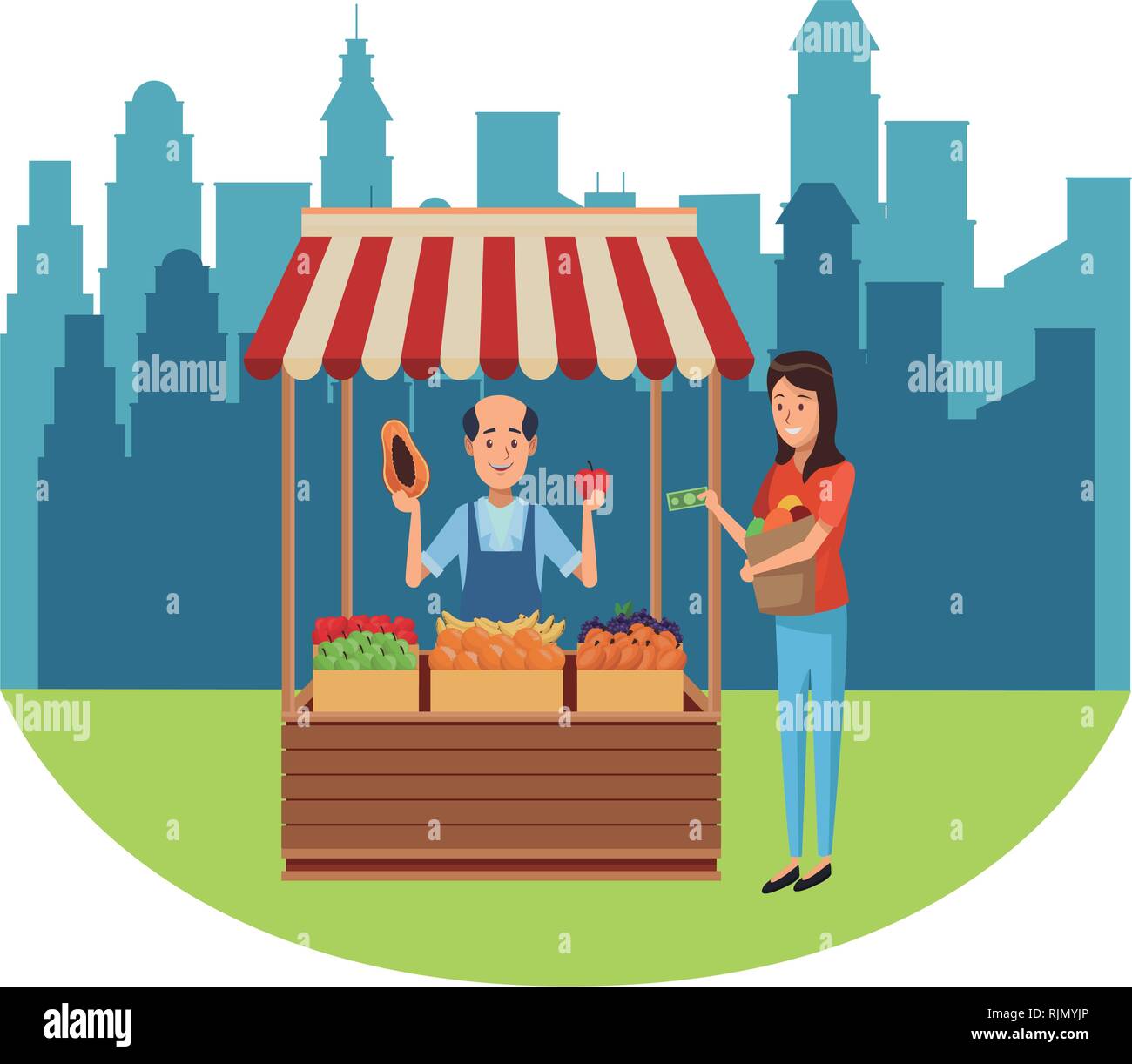 grocery man cartoon Stock Vector Image & Art - Alamy