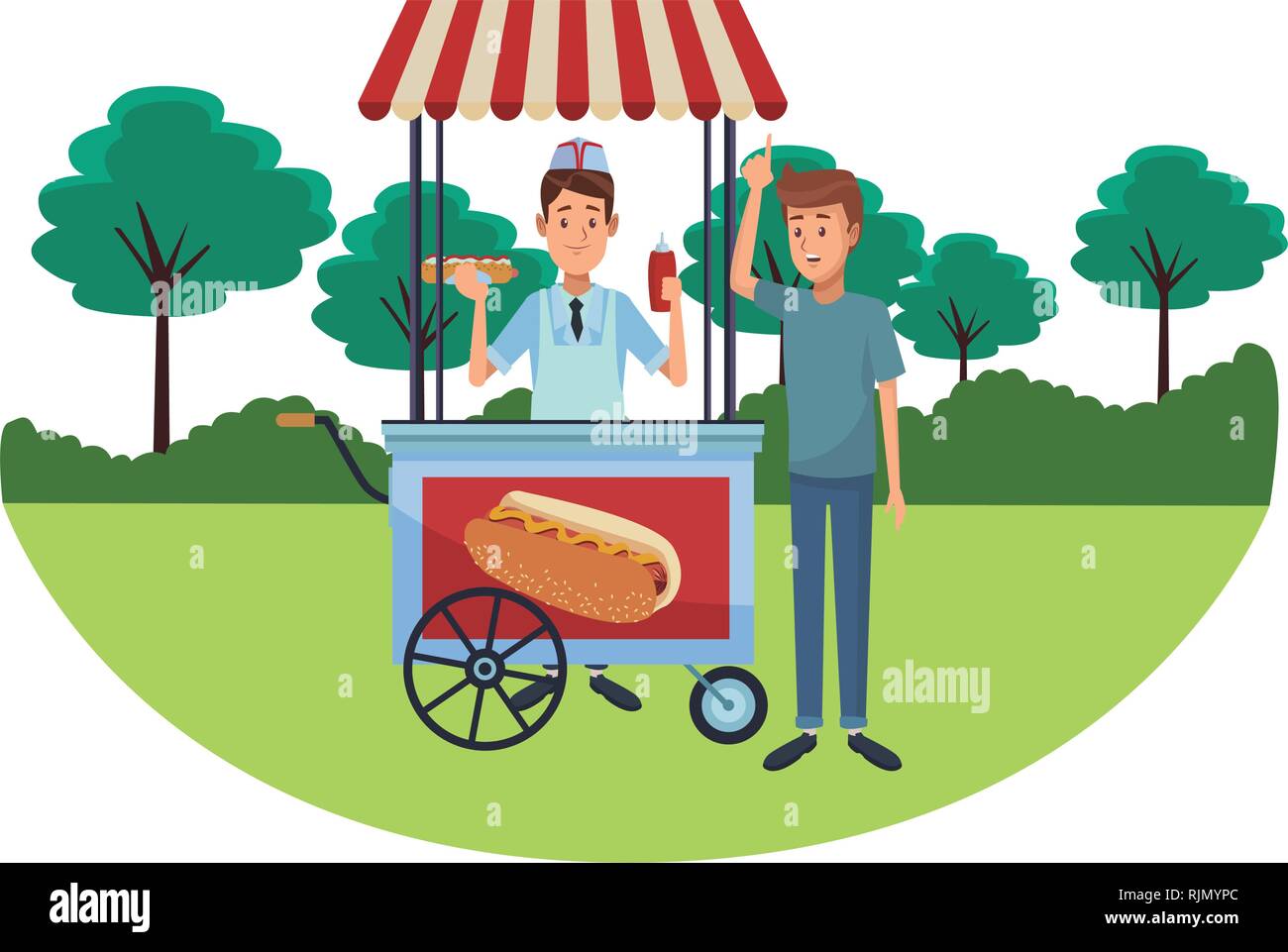 hot dog cart cartoon Stock Vector Image & Art - Alamy