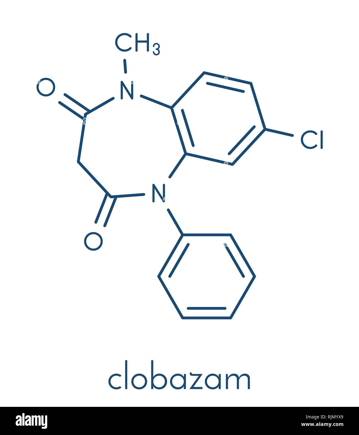 Clobazam epilepsy drug molecule. Skeletal formula Stock Vector Image ...
