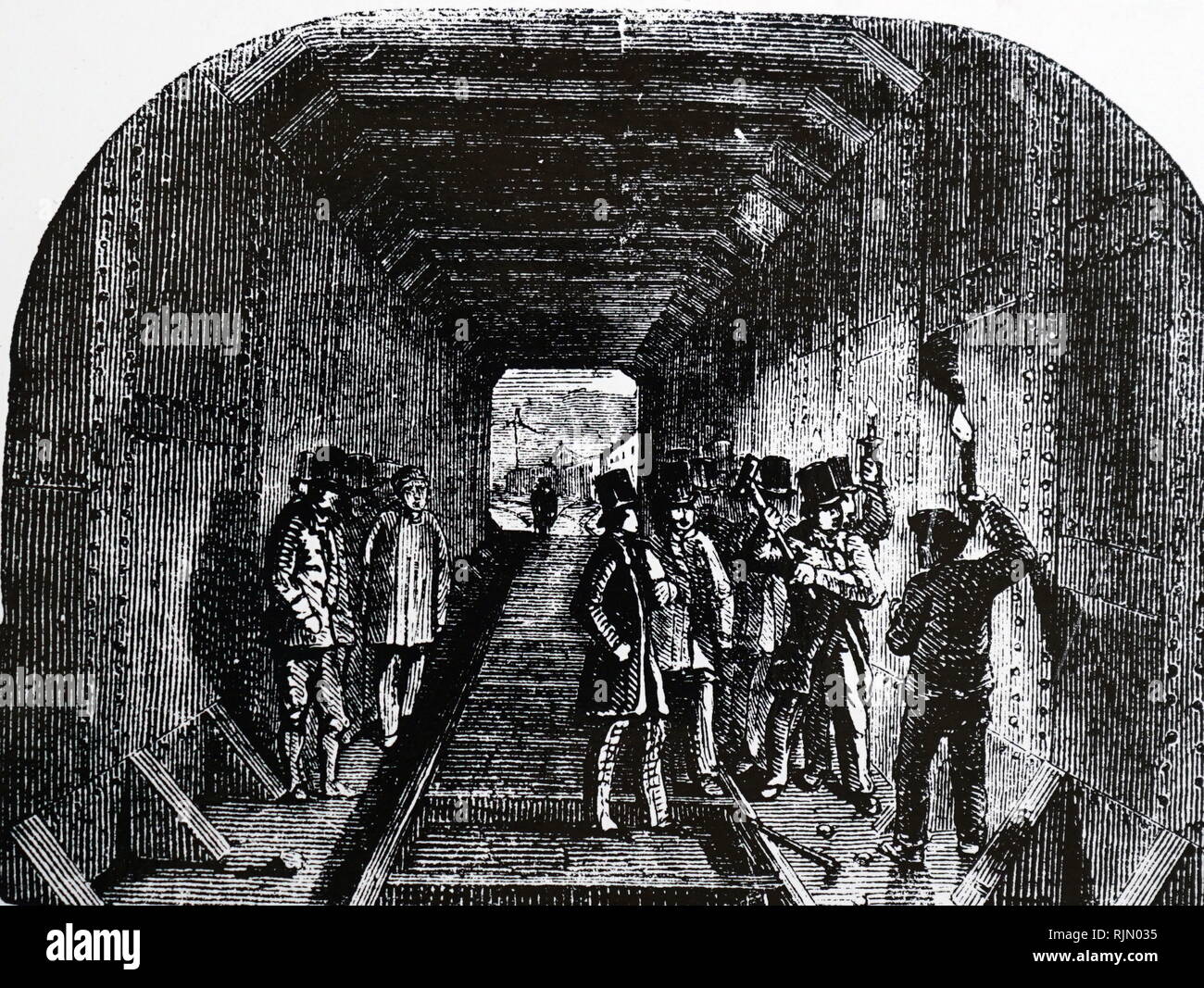 1866 Illustration, showing Robert Stephenson putting the last rivet in ...