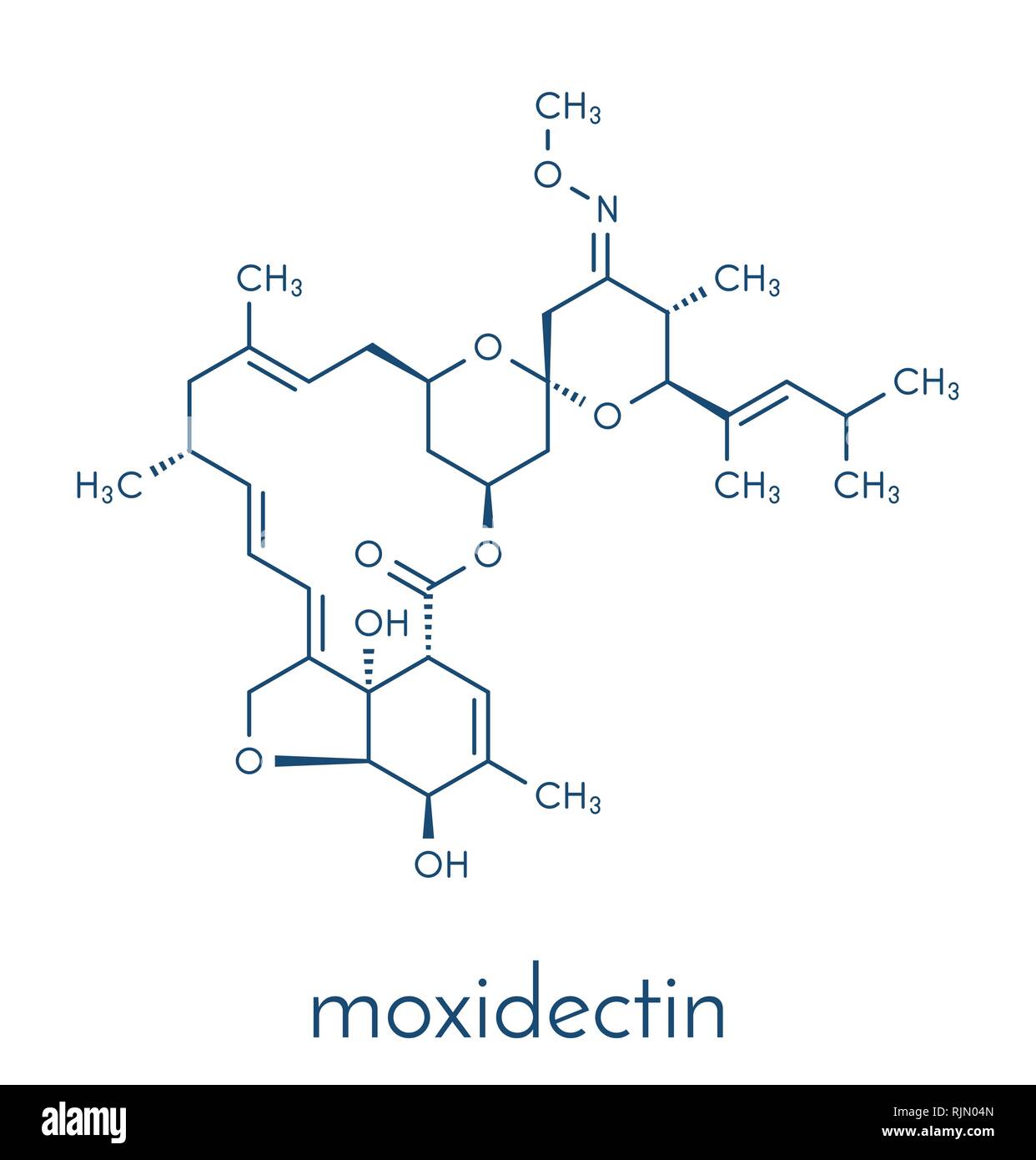 Moxidectin anthelmintic drug molecule. Skeletal formula Stock Vector ...