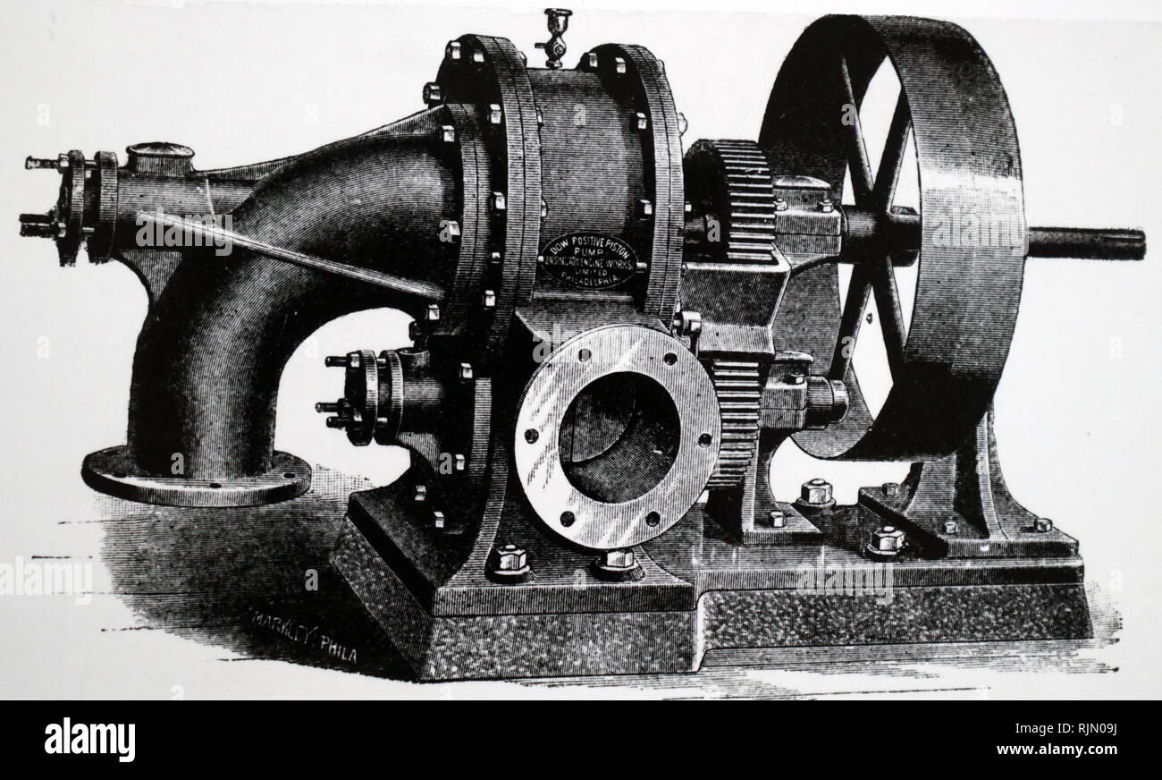 Illustration showing Dow's rotary piston pump by Kensington Engine ...