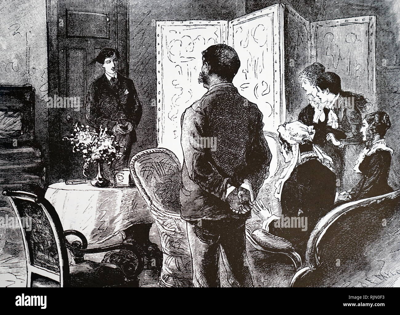Folding screen, Illustration, from the Girl's Own, Paper, London, 1882 ...