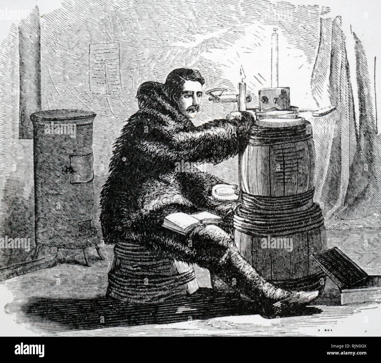 Illustration showing work in a magnetic observatory. From Elisha Kent ...