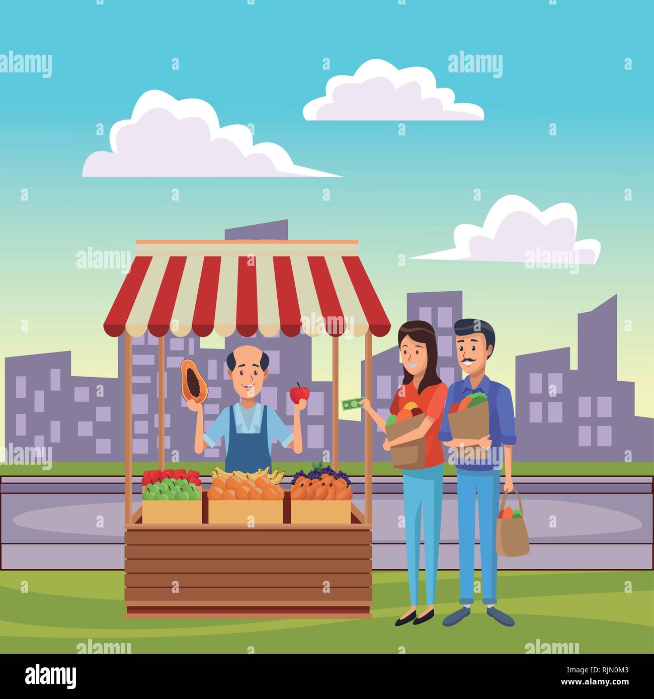 grocery man cartoon Stock Vector Image & Art - Alamy