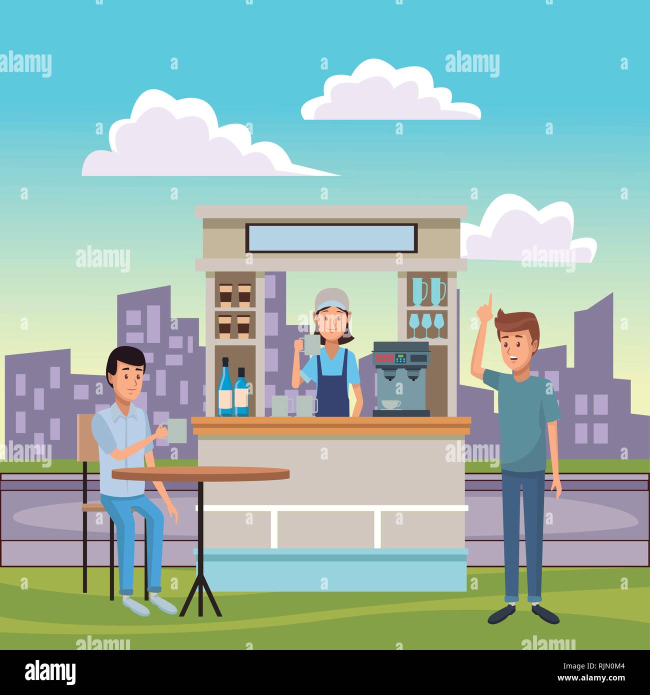 coffee shop cartoon Stock Vector Image & Art - Alamy