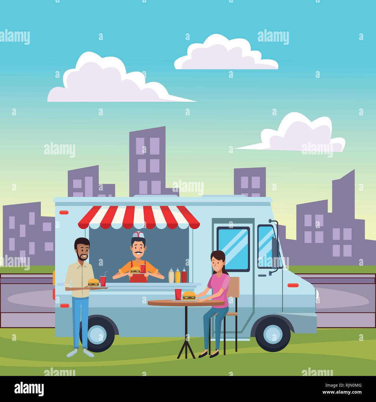 fast food truck cartoon Stock Vector Image & Art - Alamy