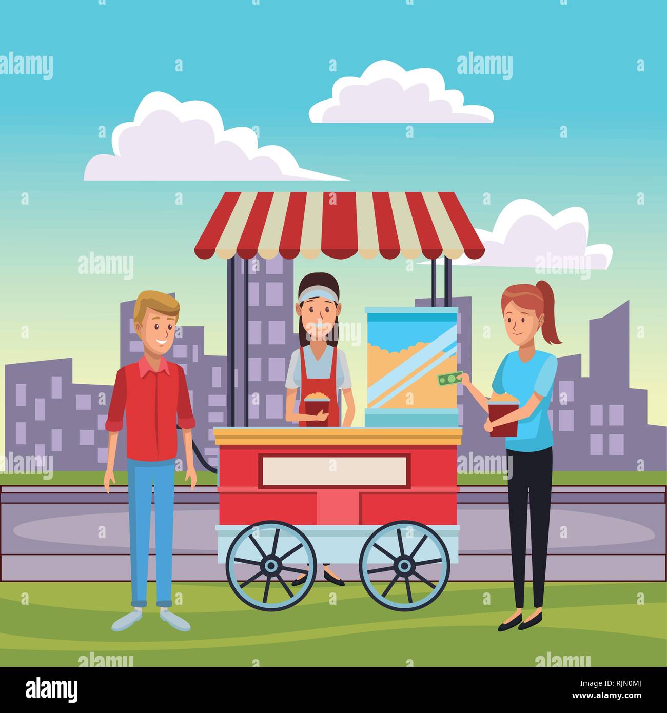 pop corn cart cartoon Stock Vector Image & Art - Alamy