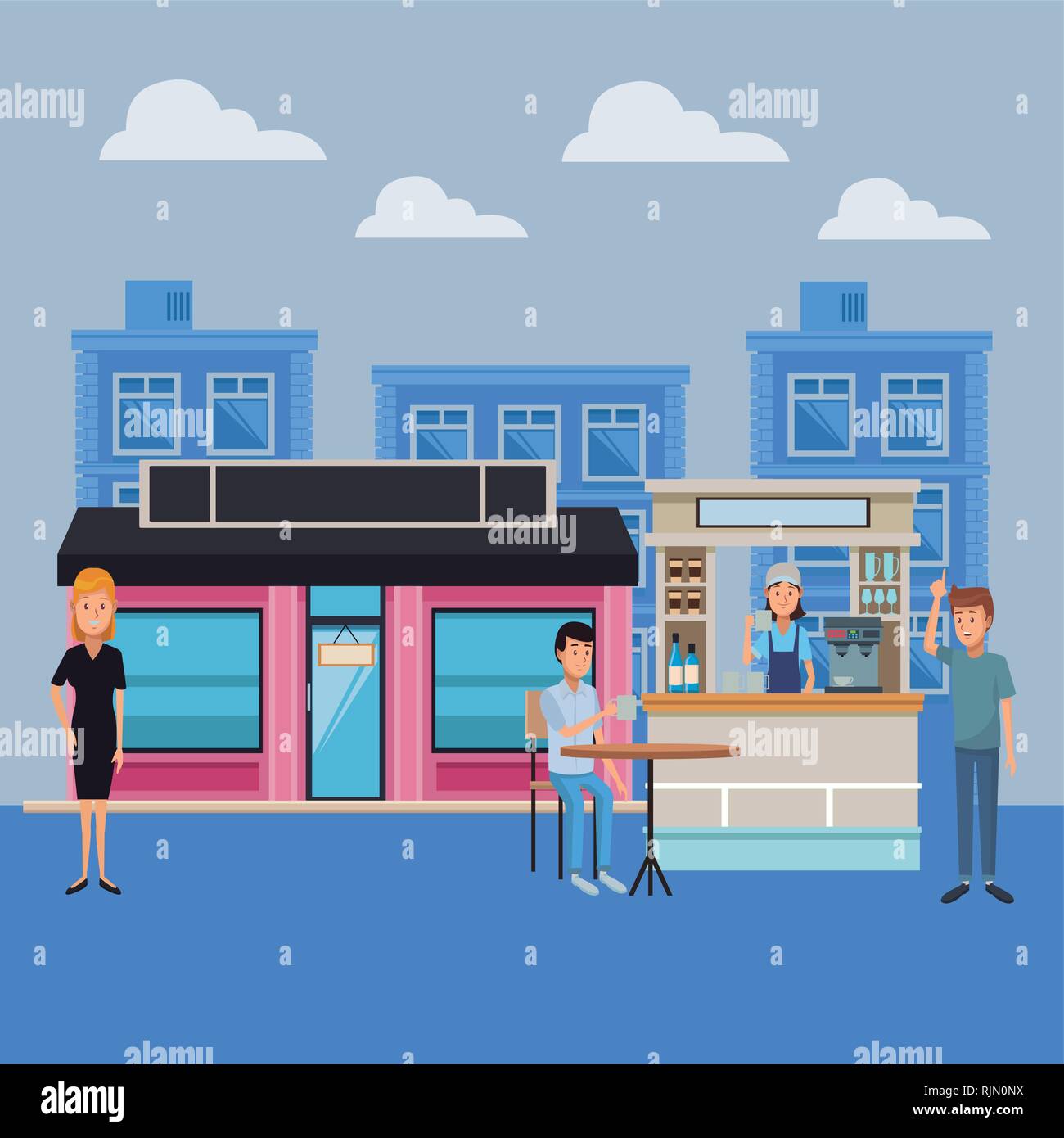 coffee shop cartoon Stock Vector Image & Art - Alamy