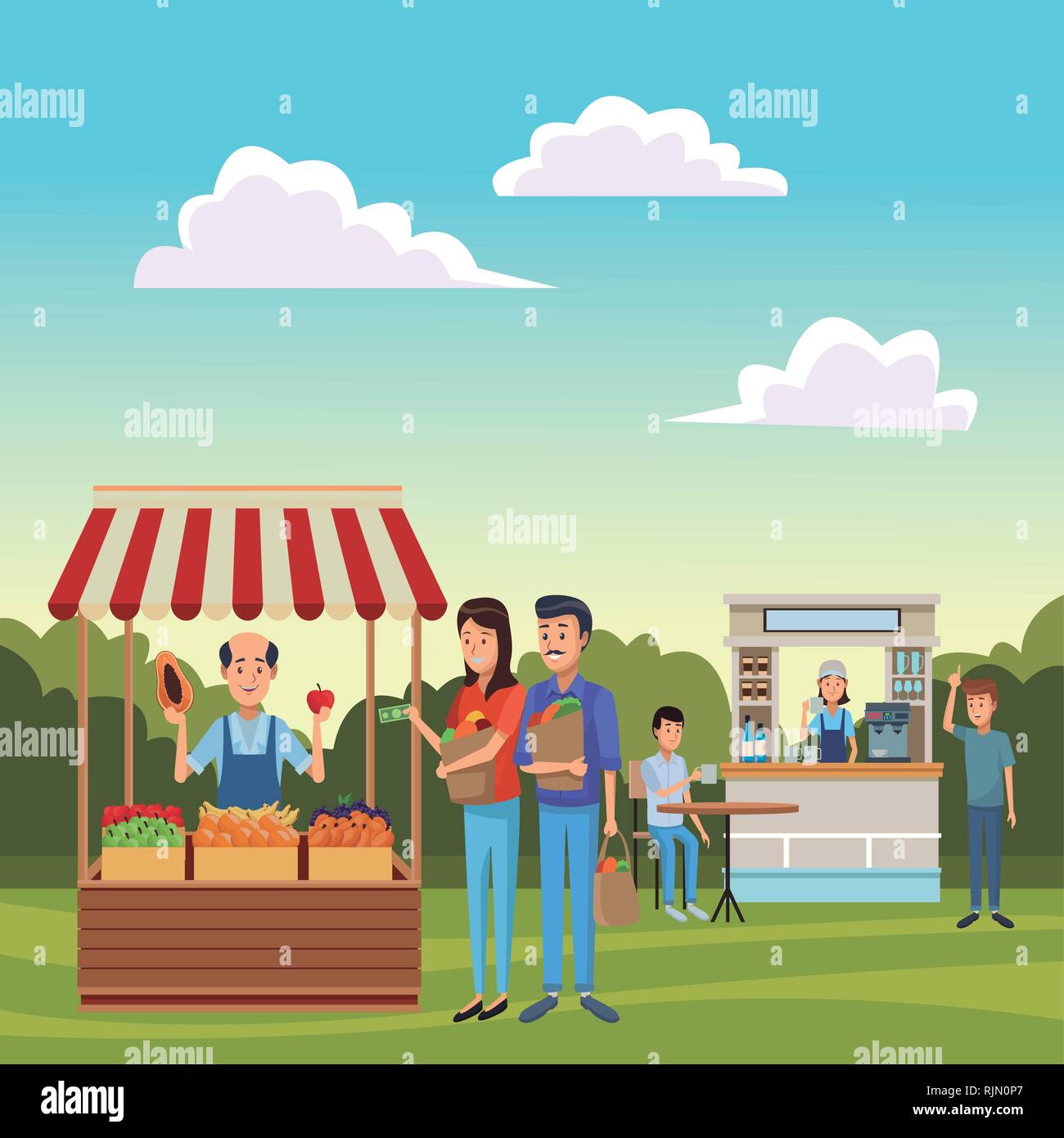 grocery man cartoon Stock Vector Image & Art - Alamy