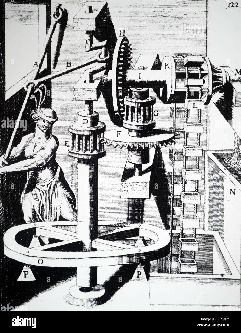 Illustration showing Raising water by means of an endless chain of ...