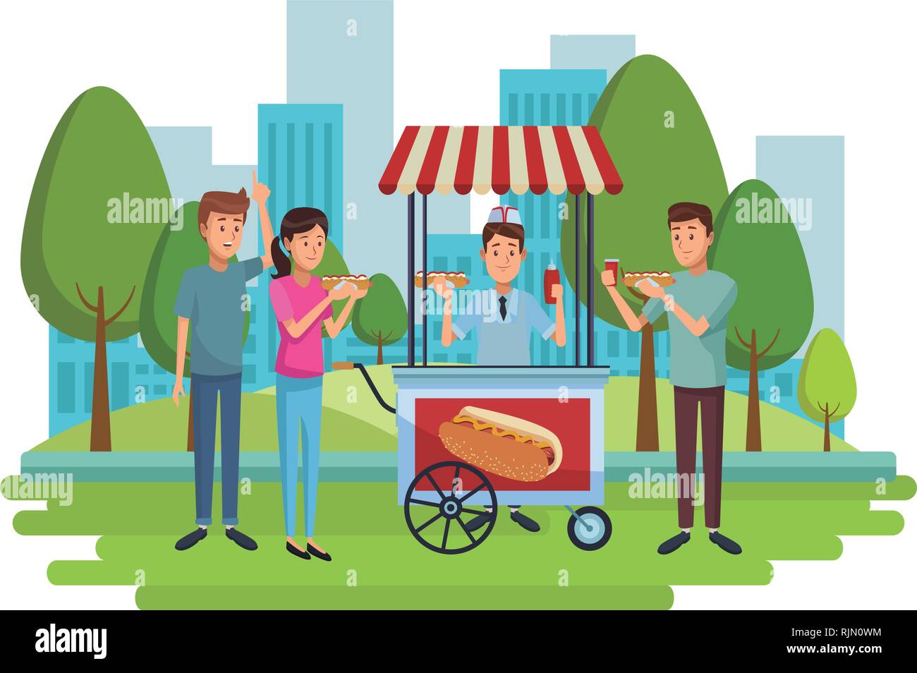 hot dog cart cartoon Stock Vector Image & Art - Alamy