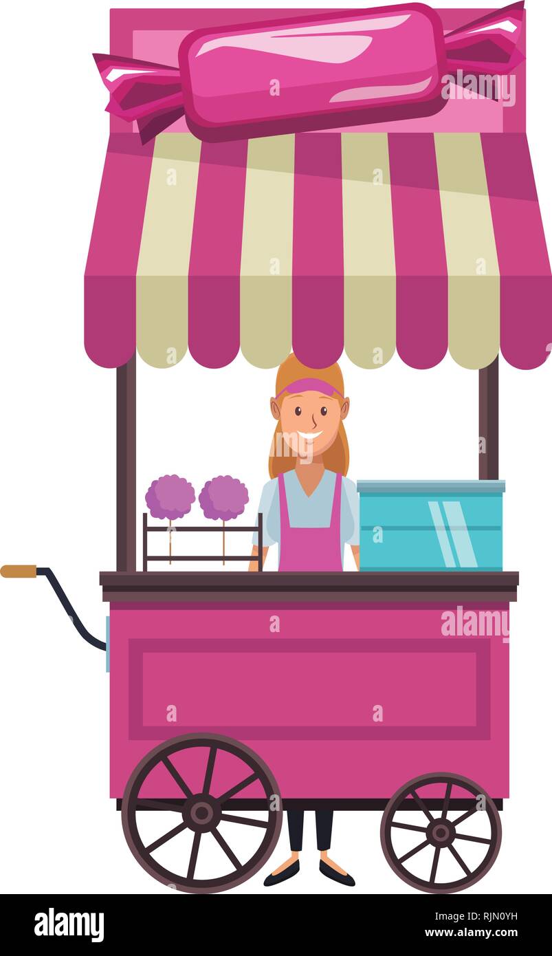 cotton candy cart cartoon Stock Vector Image & Art - Alamy