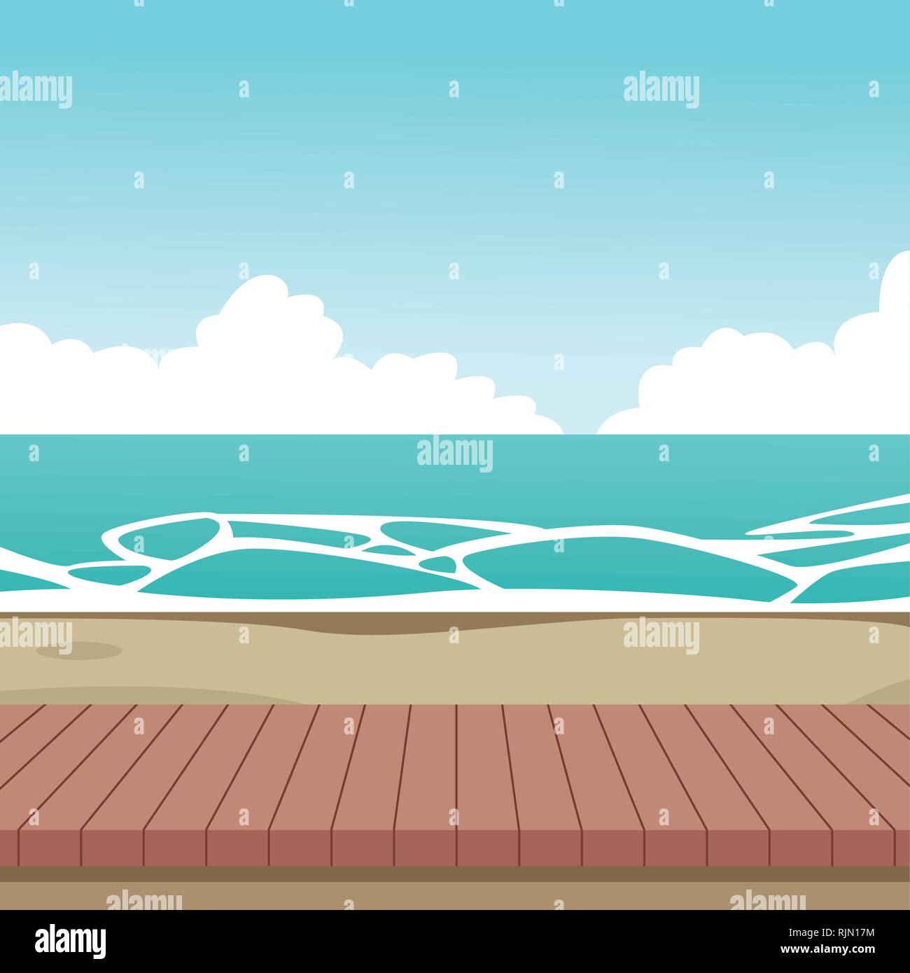 wooden beach landscape cartoon Stock Vector Image & Art - Alamy