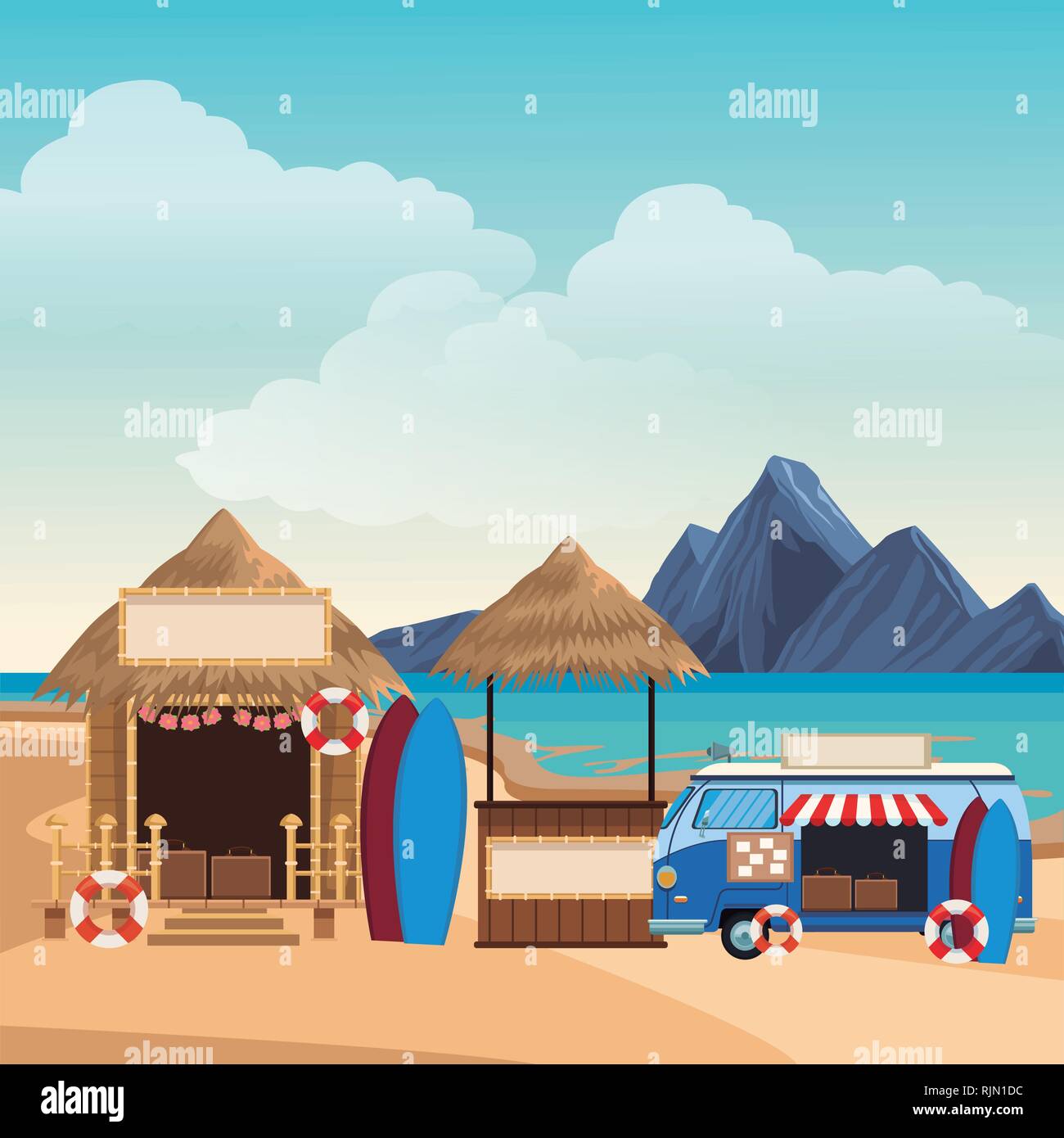 beach summer cartoon Stock Vector Image & Art - Alamy