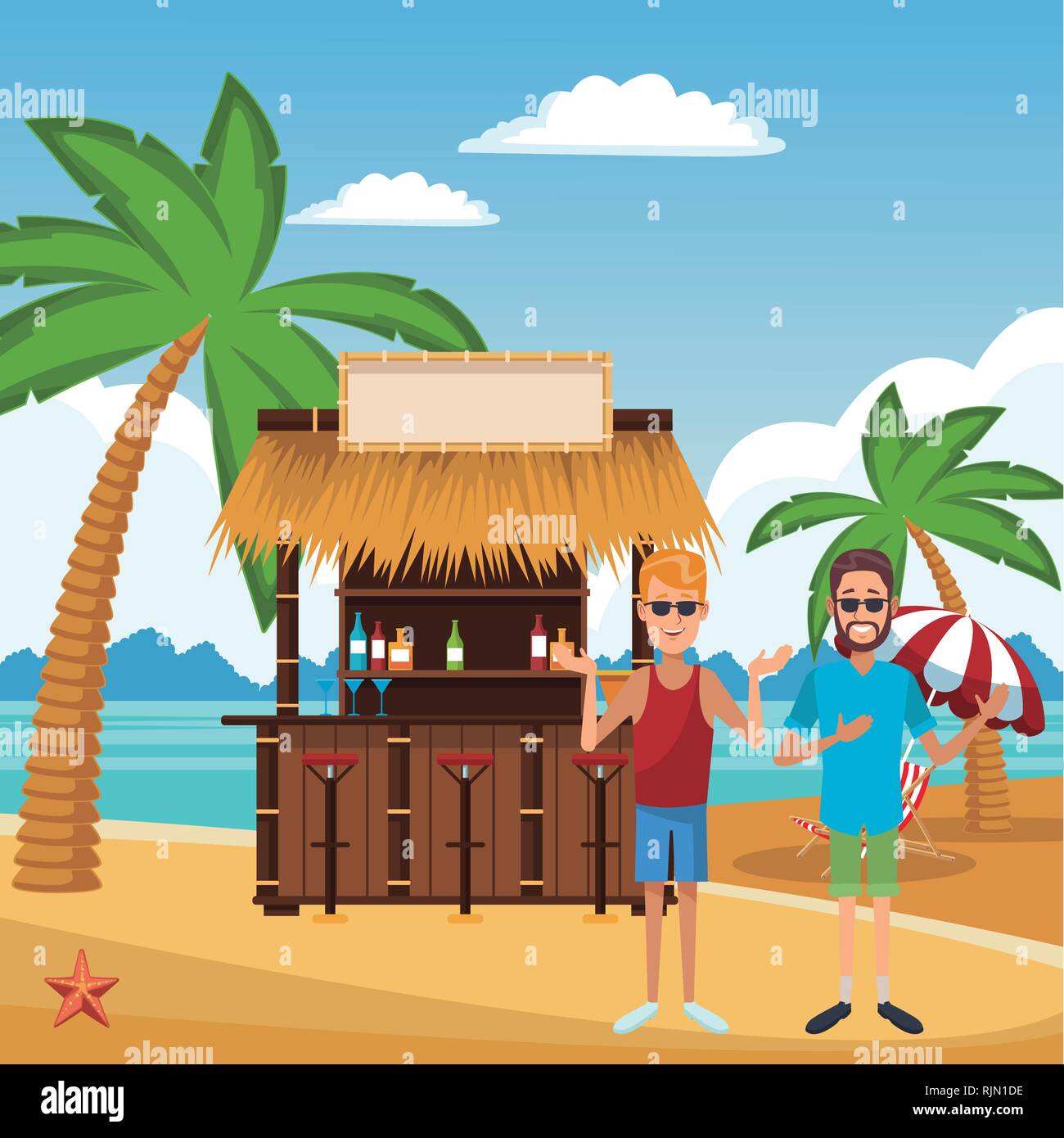 beach summer cartoon Stock Vector Image & Art - Alamy
