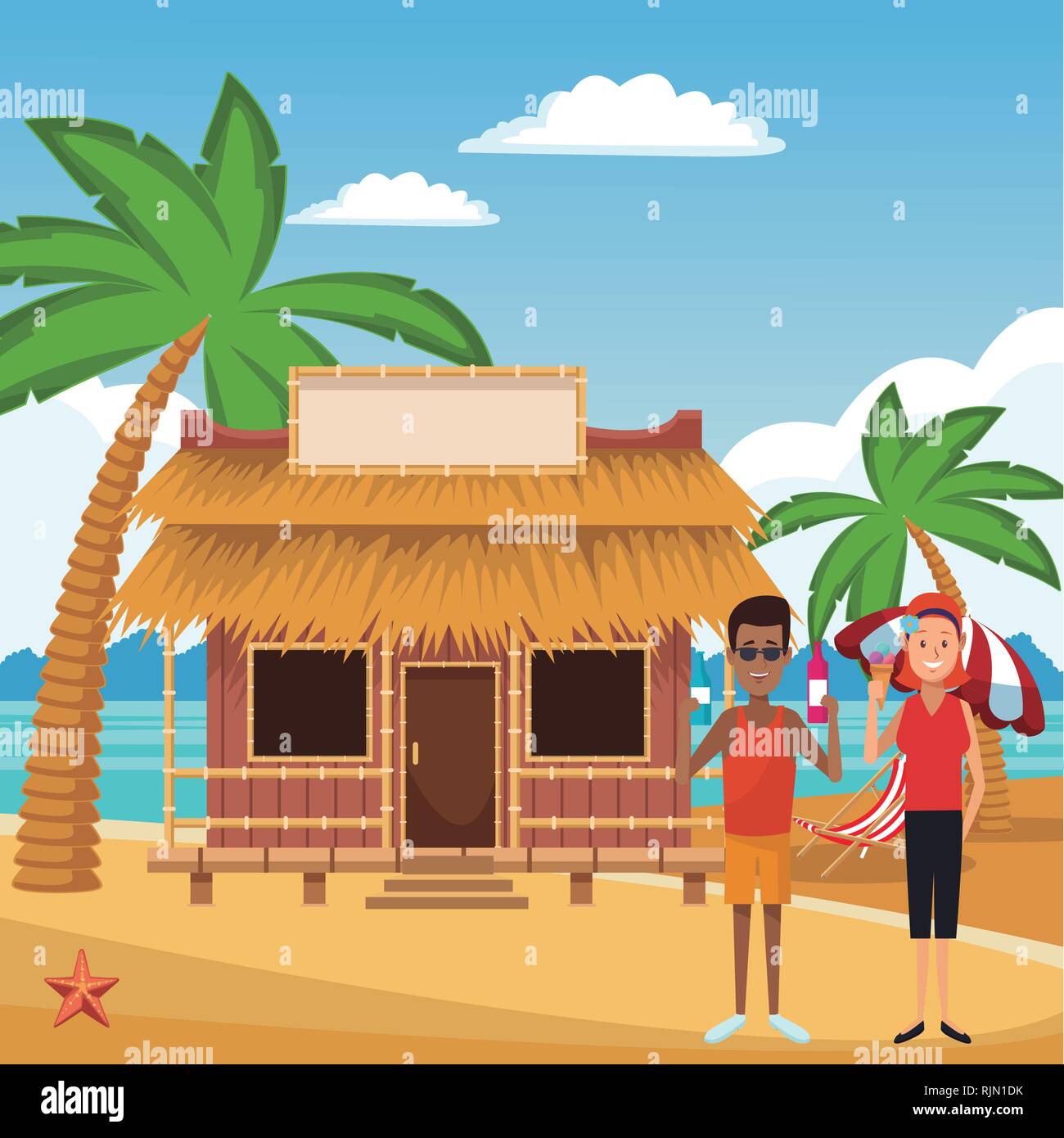 Man stand landscape sea Stock Vector Images - Alamy