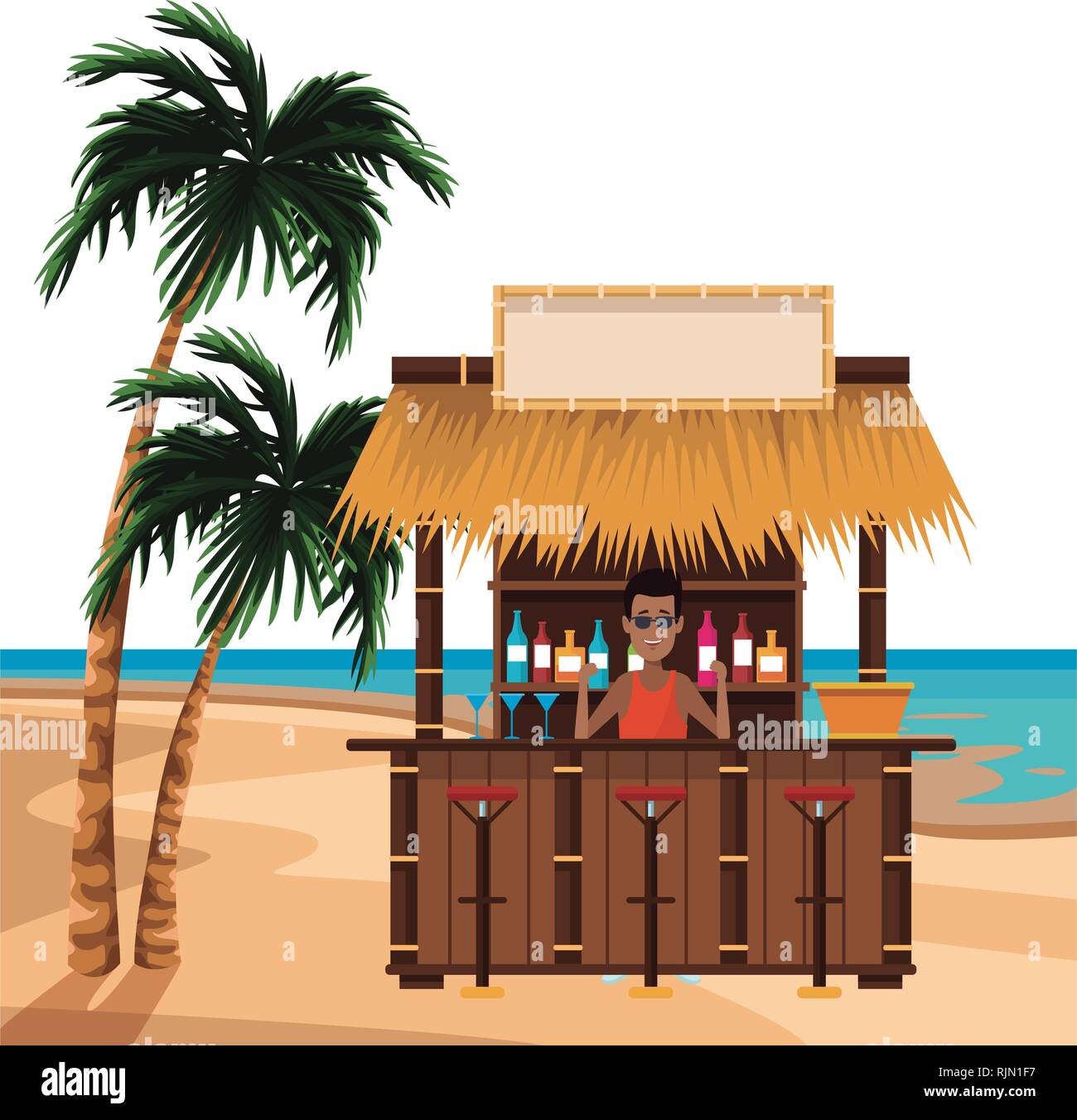 Man beach bar Stock Vector Images - Alamy