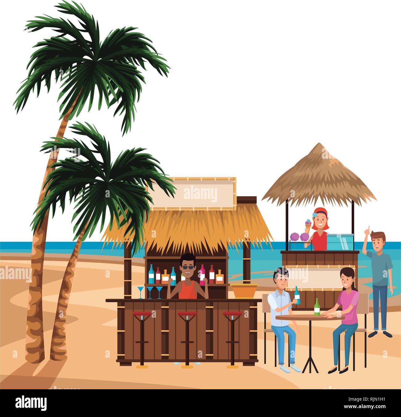 beach summer cartoon Stock Vector Image & Art - Alamy