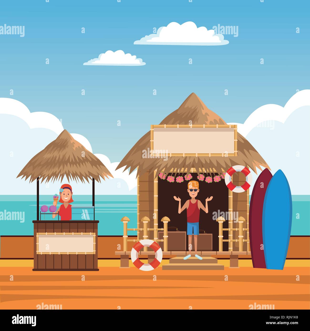beach summer cartoon Stock Vector Image & Art - Alamy