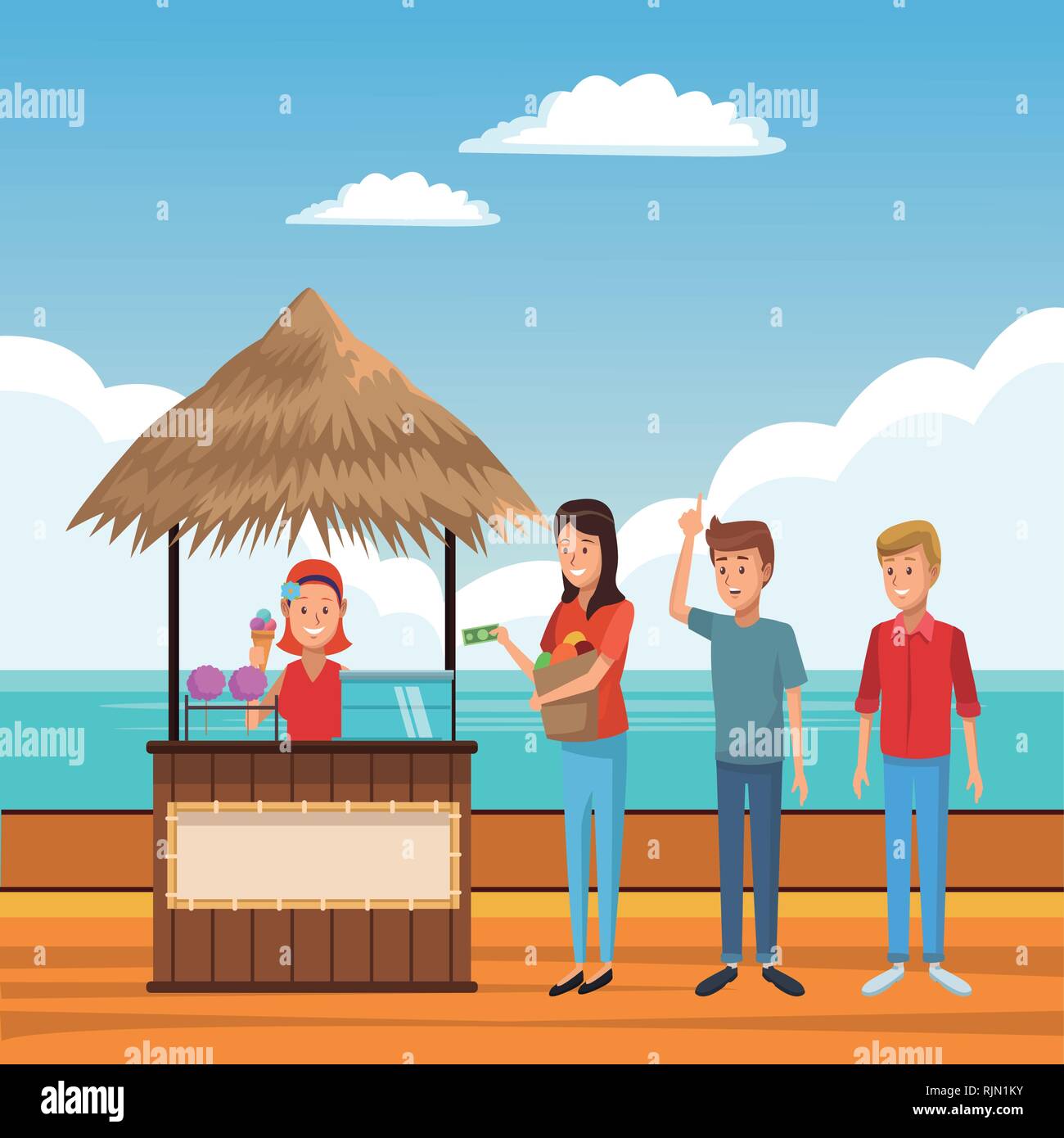 beach summer cartoon Stock Vector Image & Art - Alamy