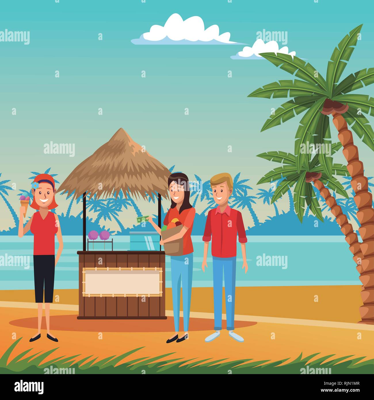 beach summer cartoon Stock Vector Image & Art - Alamy